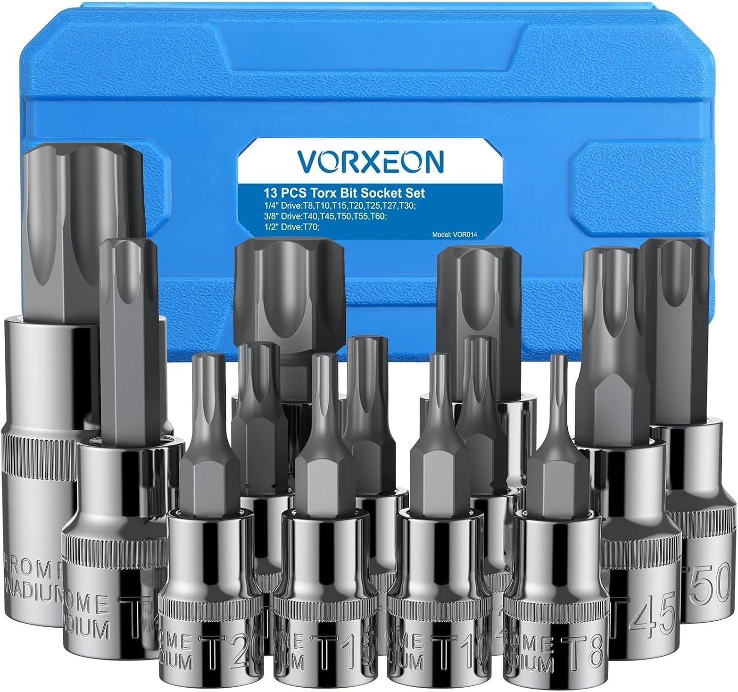 VORXEON 13Pcs Star Bit Socket Set, 50BV30 CR-V Drive Socket and S2 ...