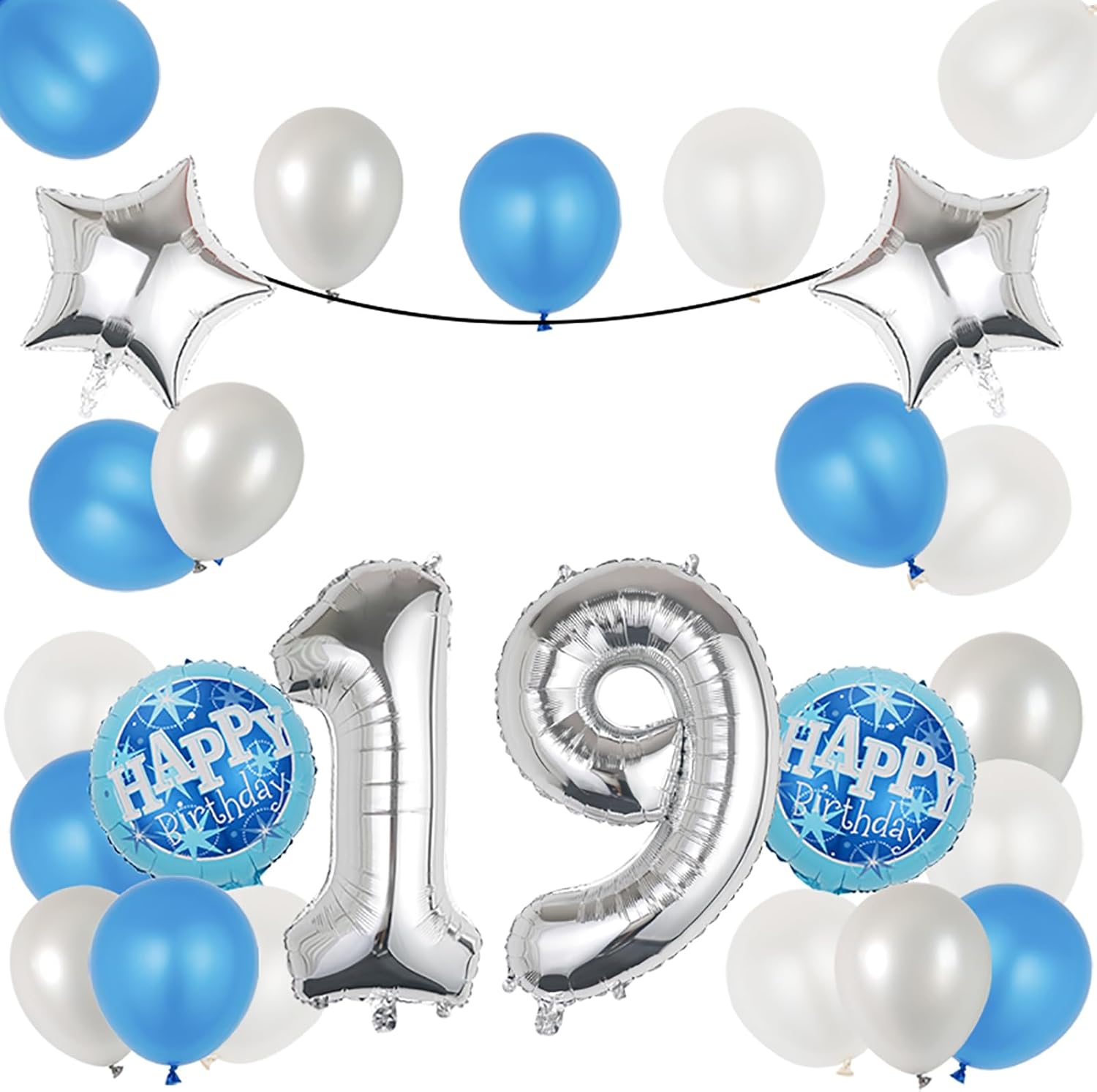 YFHVJTKO 19th Birthday Decorations Supplies - 25Pcs for 19th Birthday ...