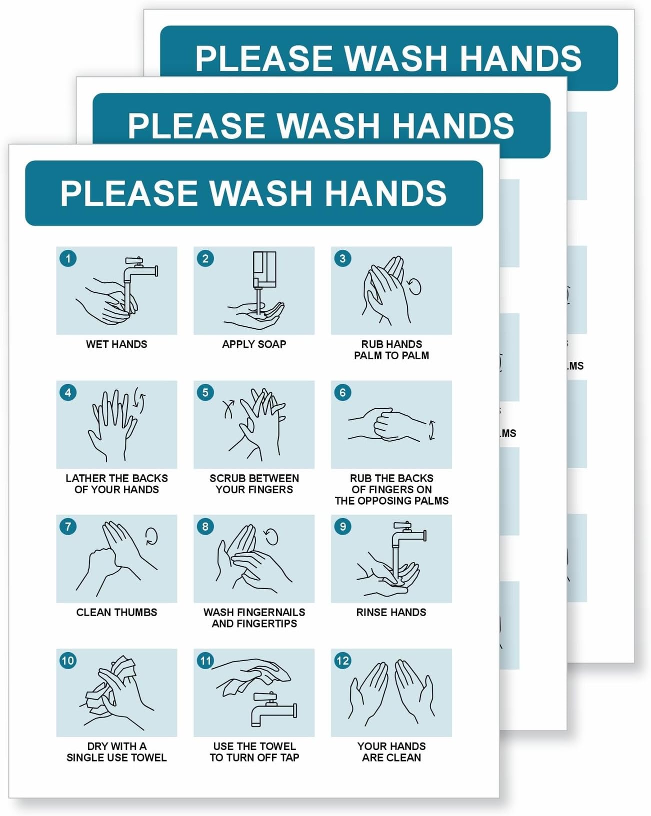 stika.co Hand Washing Technique Poster Sign | Hygiene Standards Safety ...