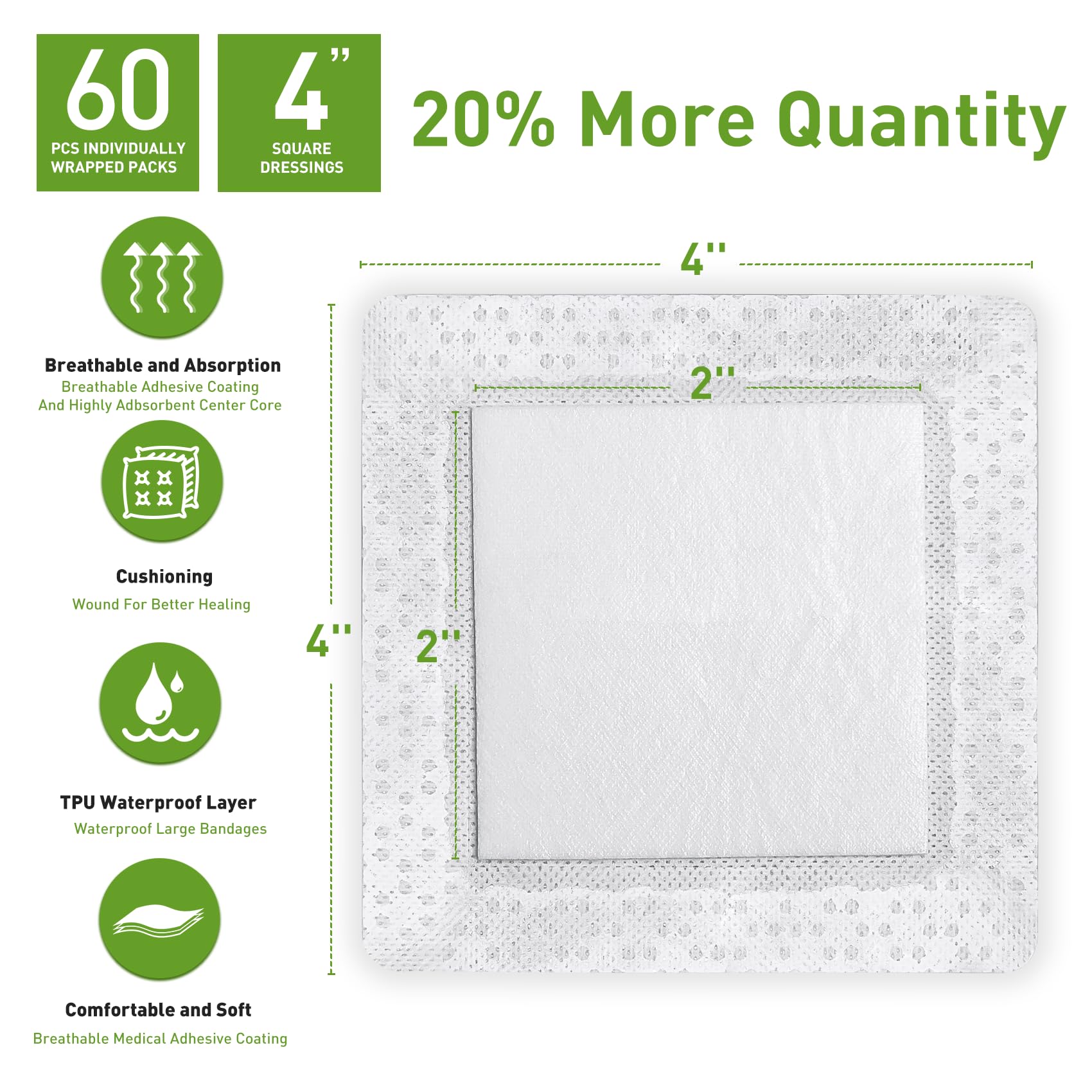 Snapklik.com : Careland Waterproof Bordered Gauze Island Dressing 4x4 ...