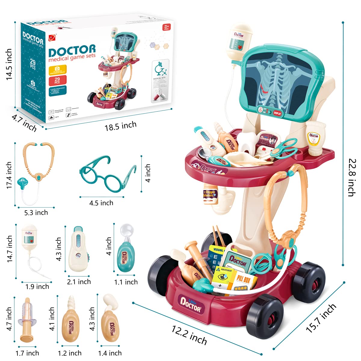 Snapklik.com : Deluxe Toy Doctor Kit For Kids - 28 Piece Pretend ...