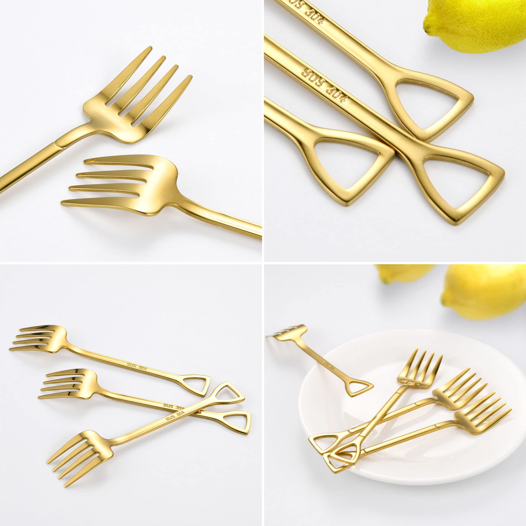 Cake Forks Gold Dessert Forks 8 Pack Stainless Steel Cake Fruit Salad ...