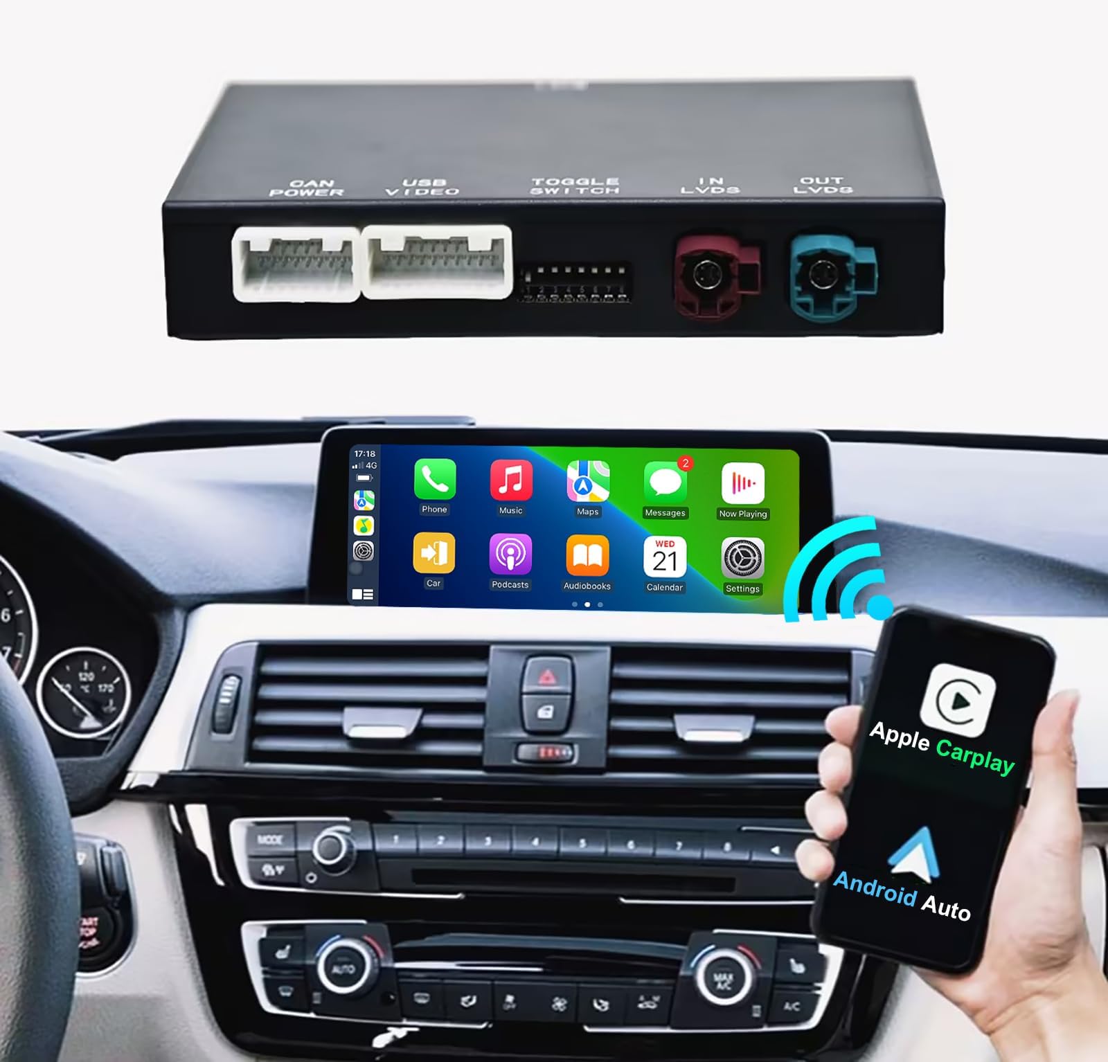 Amazon.com: NAVIVOX Wireless CarPlay Android Auto Retrofit Kit Decoder ...