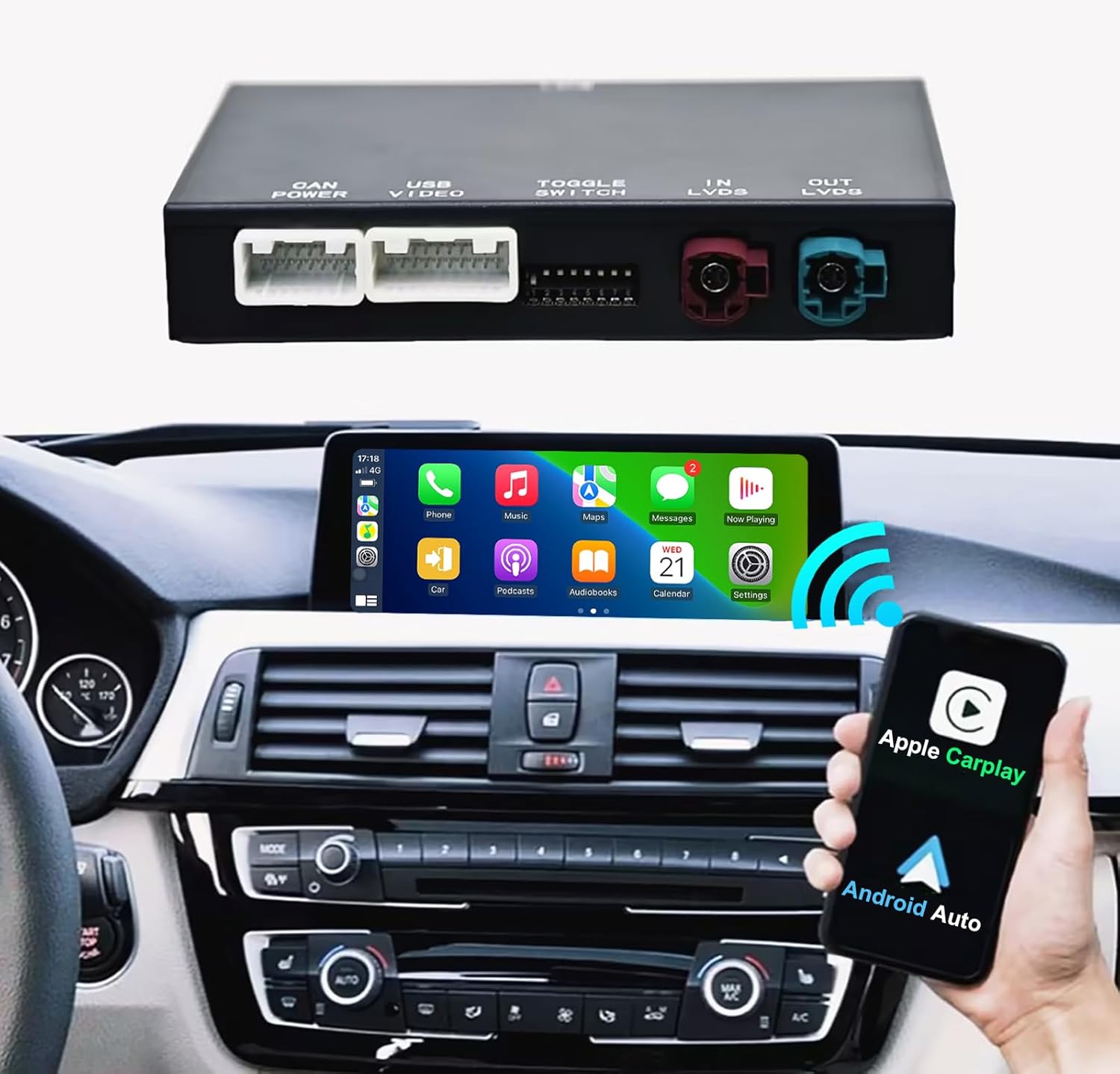 Amazon.com: Wireless CarPlay Android Auto Retrofit Kit Decoder Box for ...