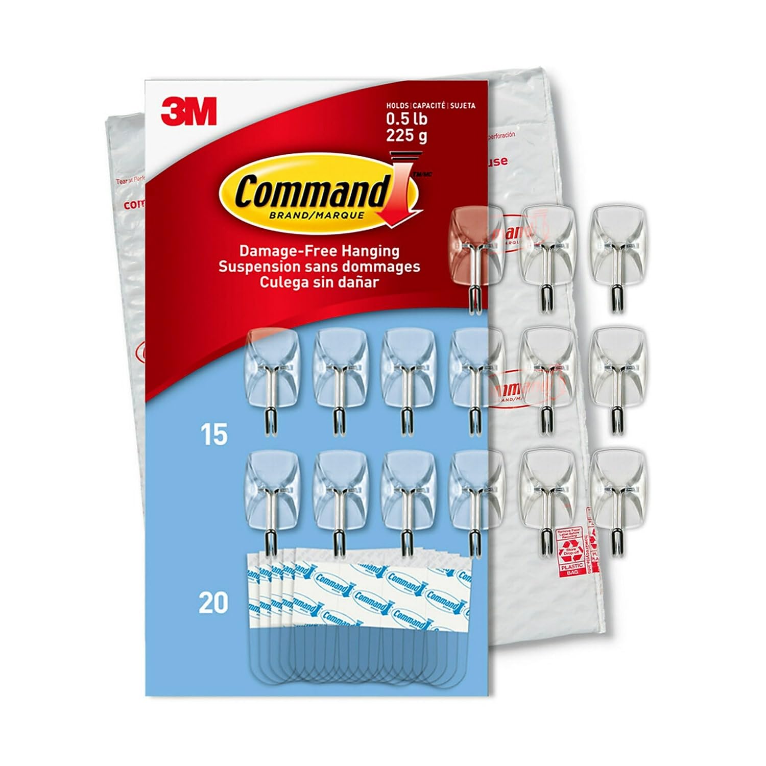Amazon.com: Command Small Wire Hooks, Clear, 15 Hooks/Pack (17067CLR ...