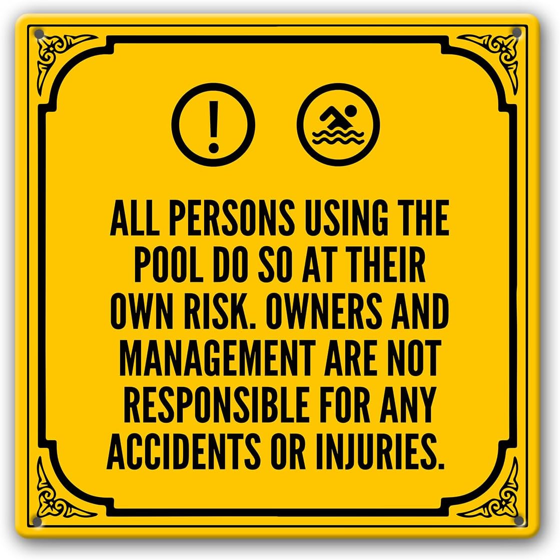 Amazon.com: Wall Signs Liability All Persons Using The Swimming Pool Do ...