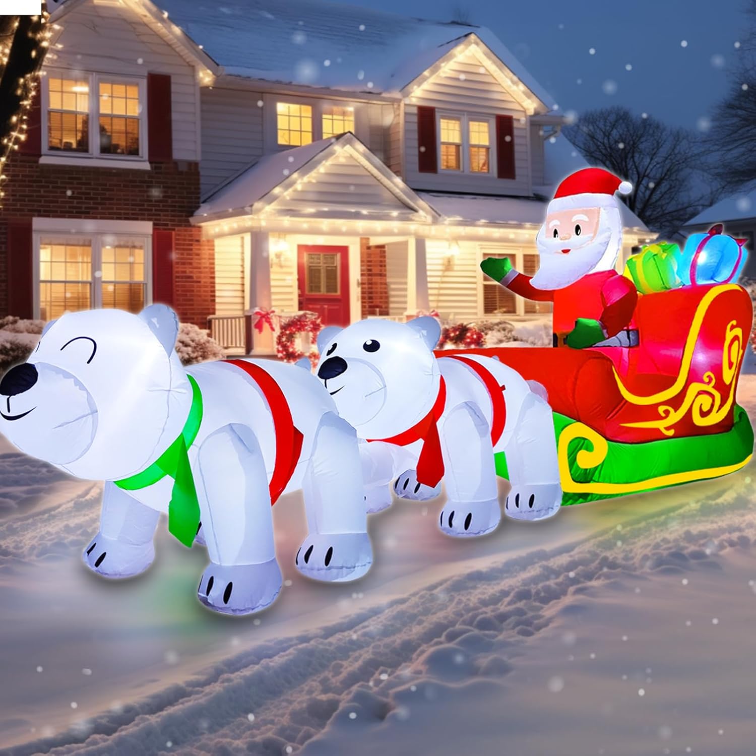 Amazon.com: 12 Ft Long Christmas Inflatables Outdoor Decoration Santa ...