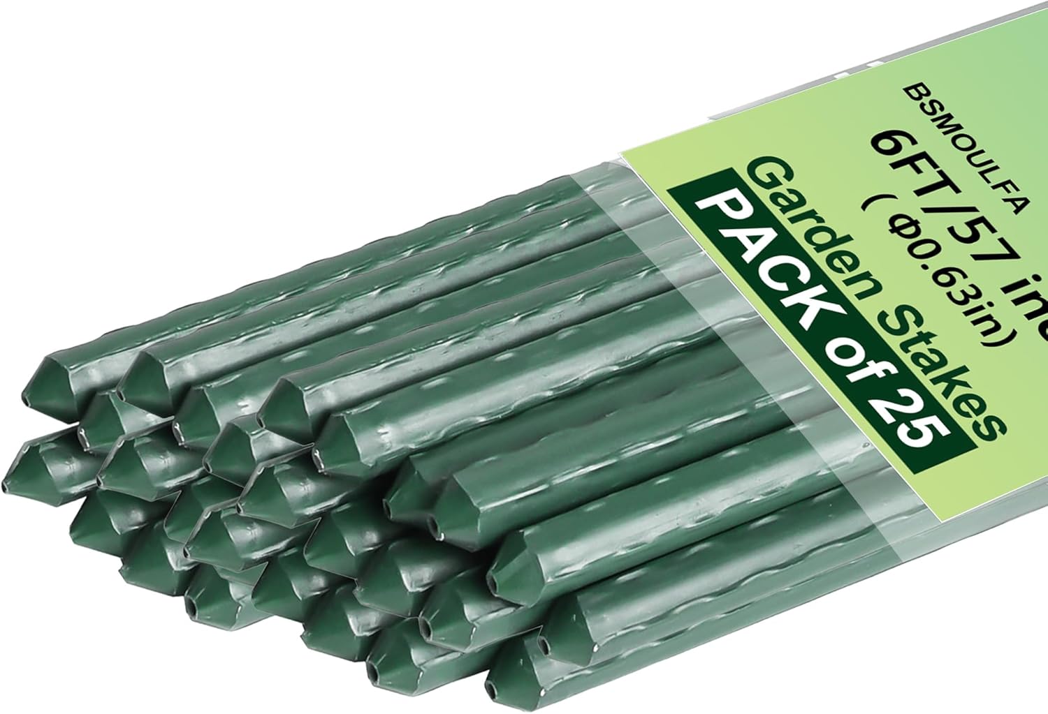 Garden Stakes 6ft, Plant Stakes 6 Feet 25 Pack, Sturdy Plastic Coated ...