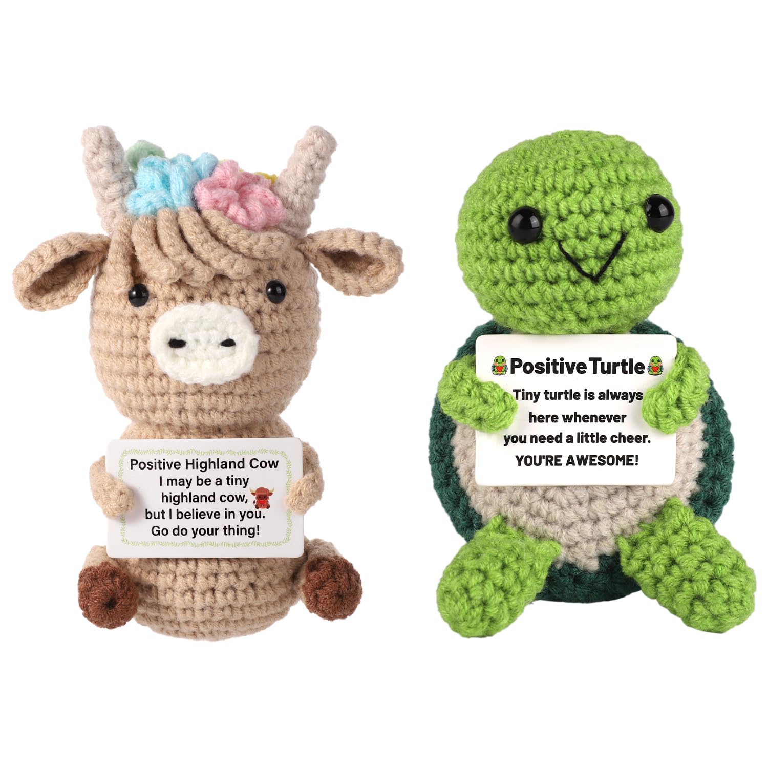 Amazon.com: 2pcs Positive Wool Dolls, Cute Positive Turtle and Positive ...