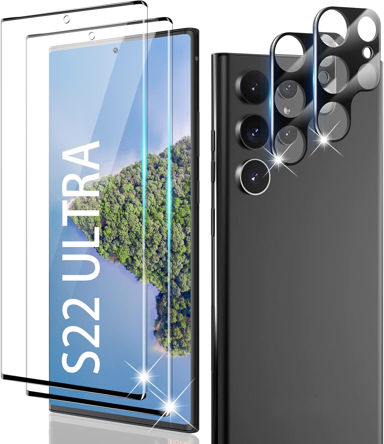Amazon.com: Galaxy S22 Ultra Screen Protector [2+2 Pack] Camera Lens Protector, Fingerprint ...