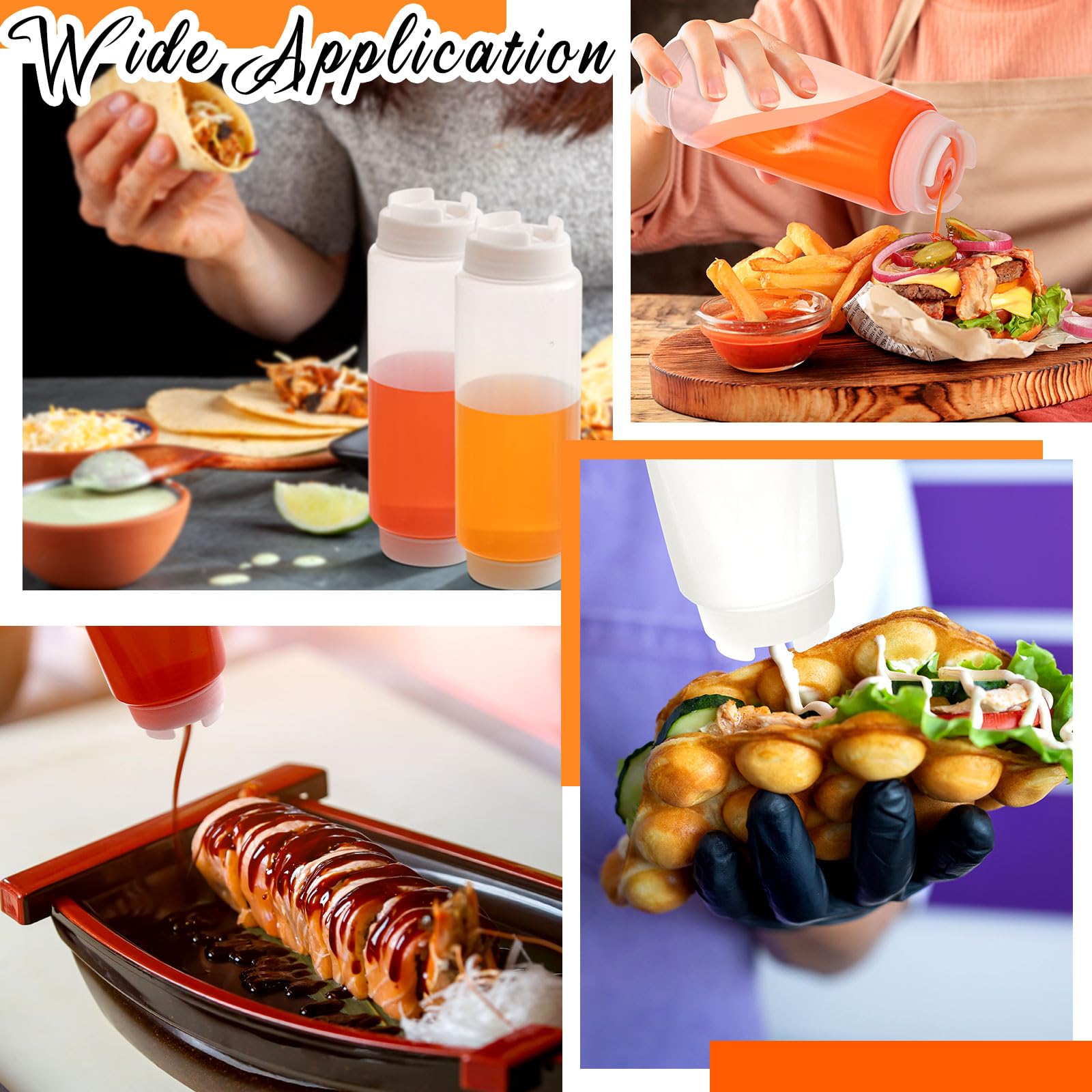 Snapklik.com : 8 Pcs 32 Oz Condiment Squeeze Bottles Restaurant Plastic Sauces Squeeze Ketchup ...