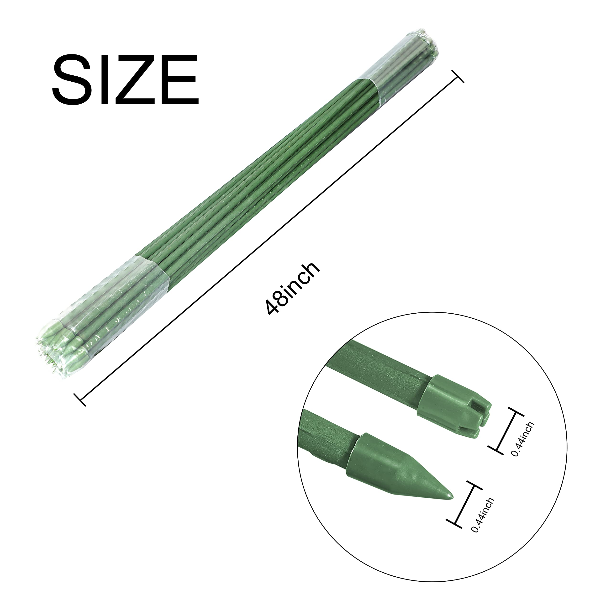Garden Stakes 48 Inches Plastic Coated Hollow Steel Plant Stakes ...