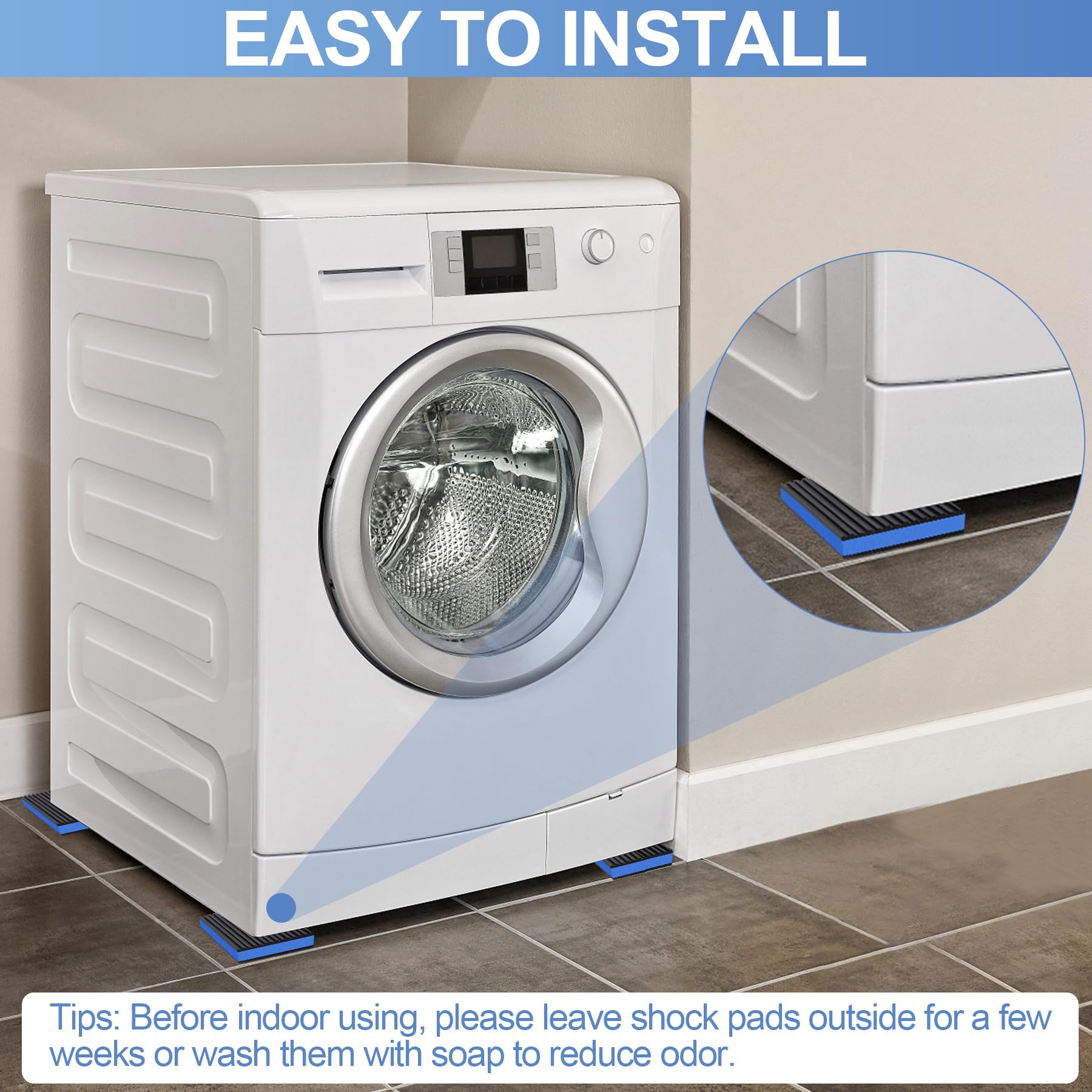 Snapklik.com : ToLanbbt 4 Pack Rubber Anti Vibration Pads 6" X 6" Heavy ...