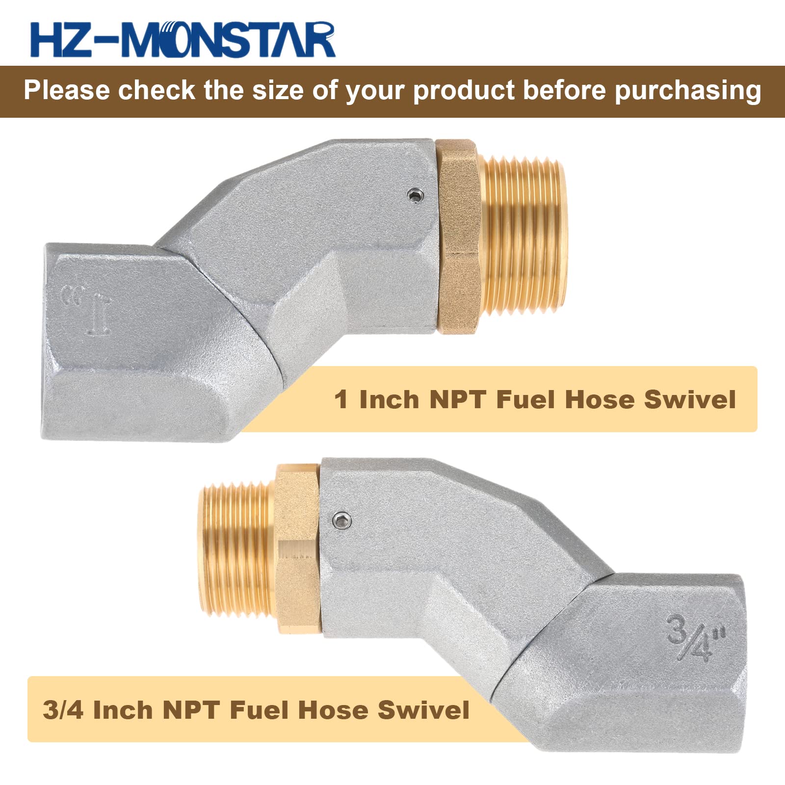 Snapklik.com : HZ-MONSTAR 2 Pcs 1 Inch NPT Fuel Hose Swivel 360 ...