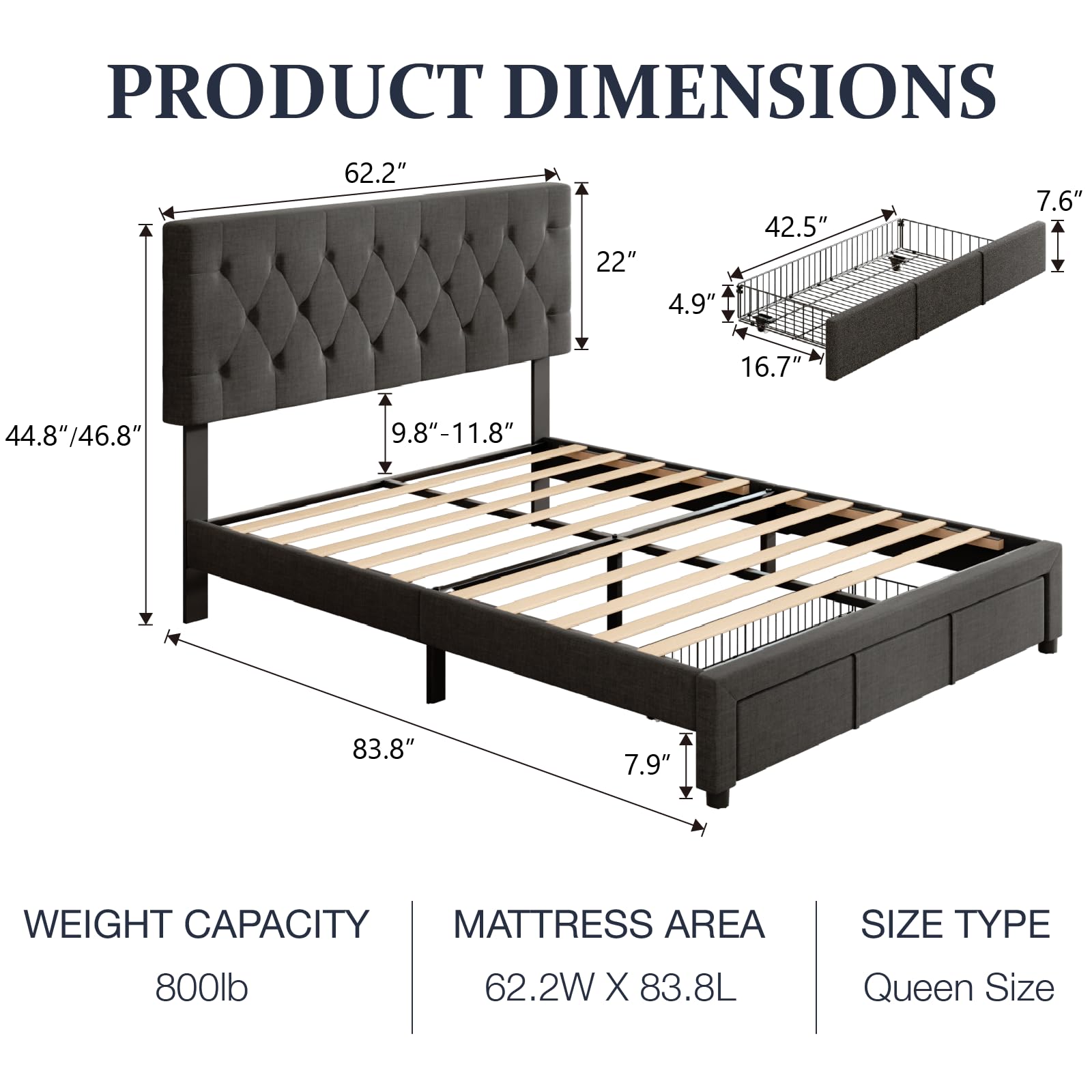 Queen Size Bed Frame Dimensions HD] Wooden Bed | Bedroom Furniture