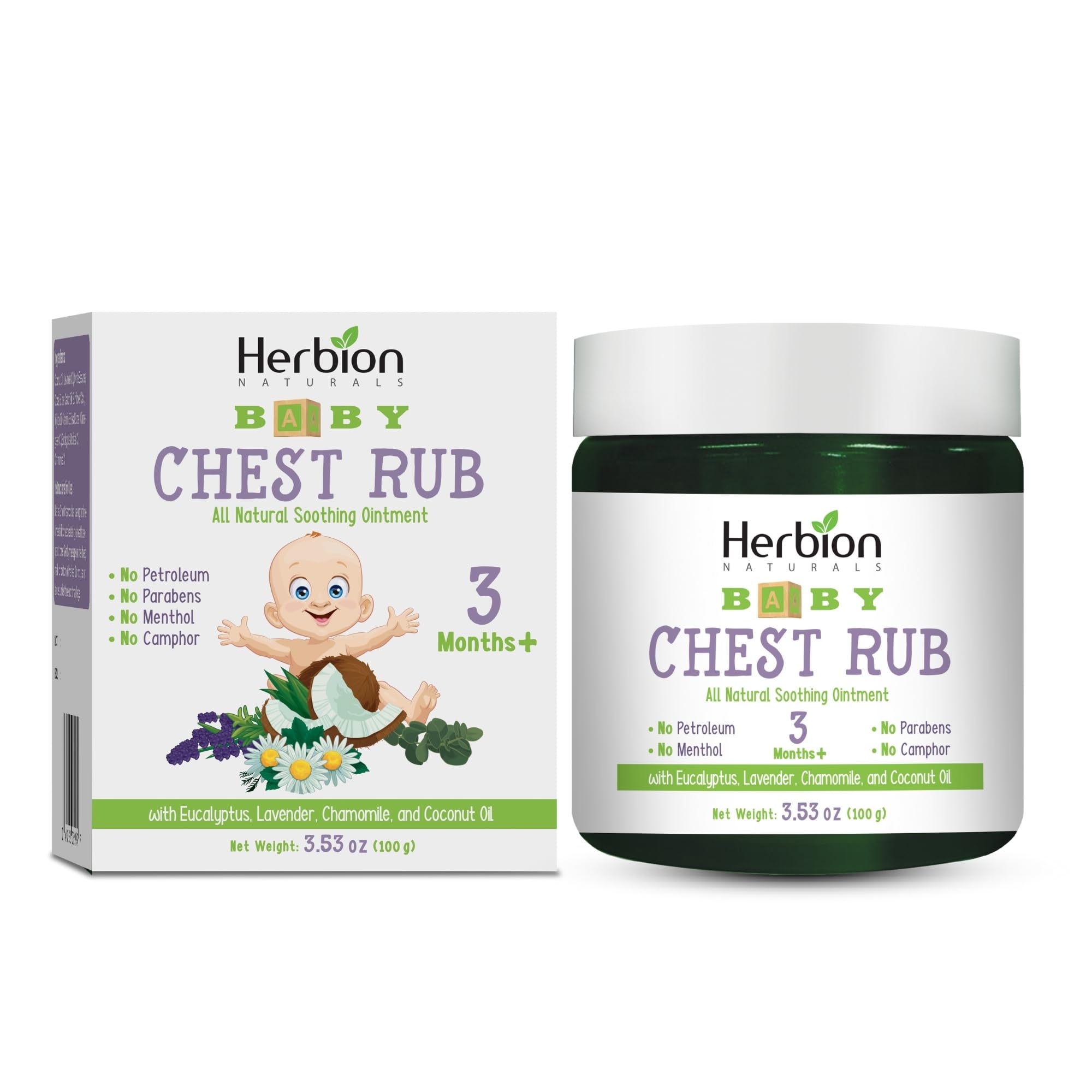 Amazon.com : Herbion Naturals Baby Chest Rub, Ages 3 Months+, All ...
