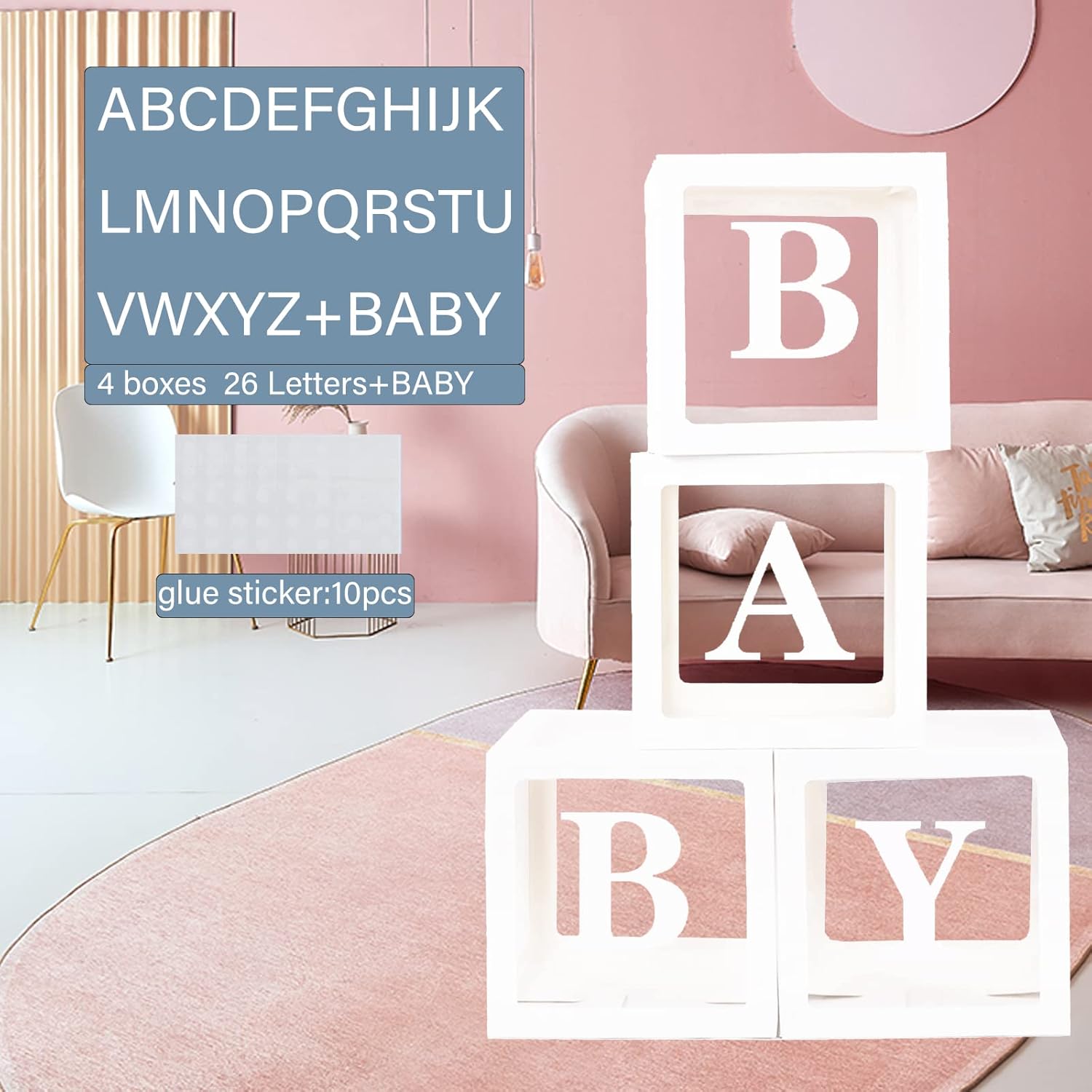 Amazon.com: Baby Boxes Decorations with 4 Boxes and 30 Letters(A-Z+BABY ...