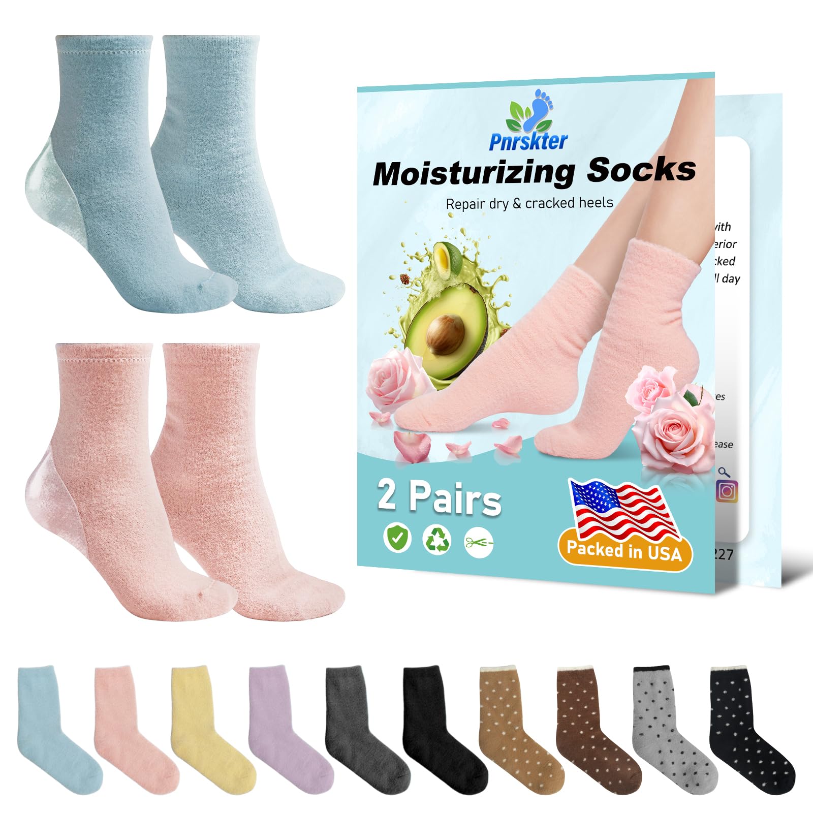 Amazon.com : Pnrskter Moisturizing Socks Women, 2 Pairs Moisture Socks ...