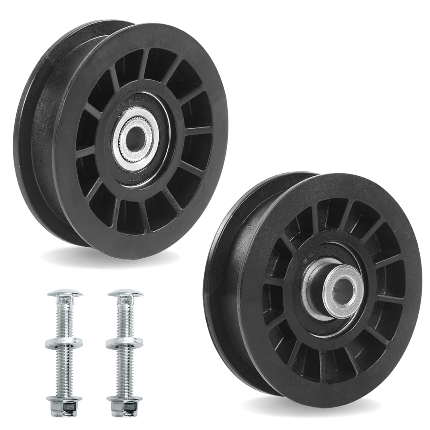 (2-Pack) TonGass Exact Replacement 3 1/2” Flat Idler Pulley (Black ...