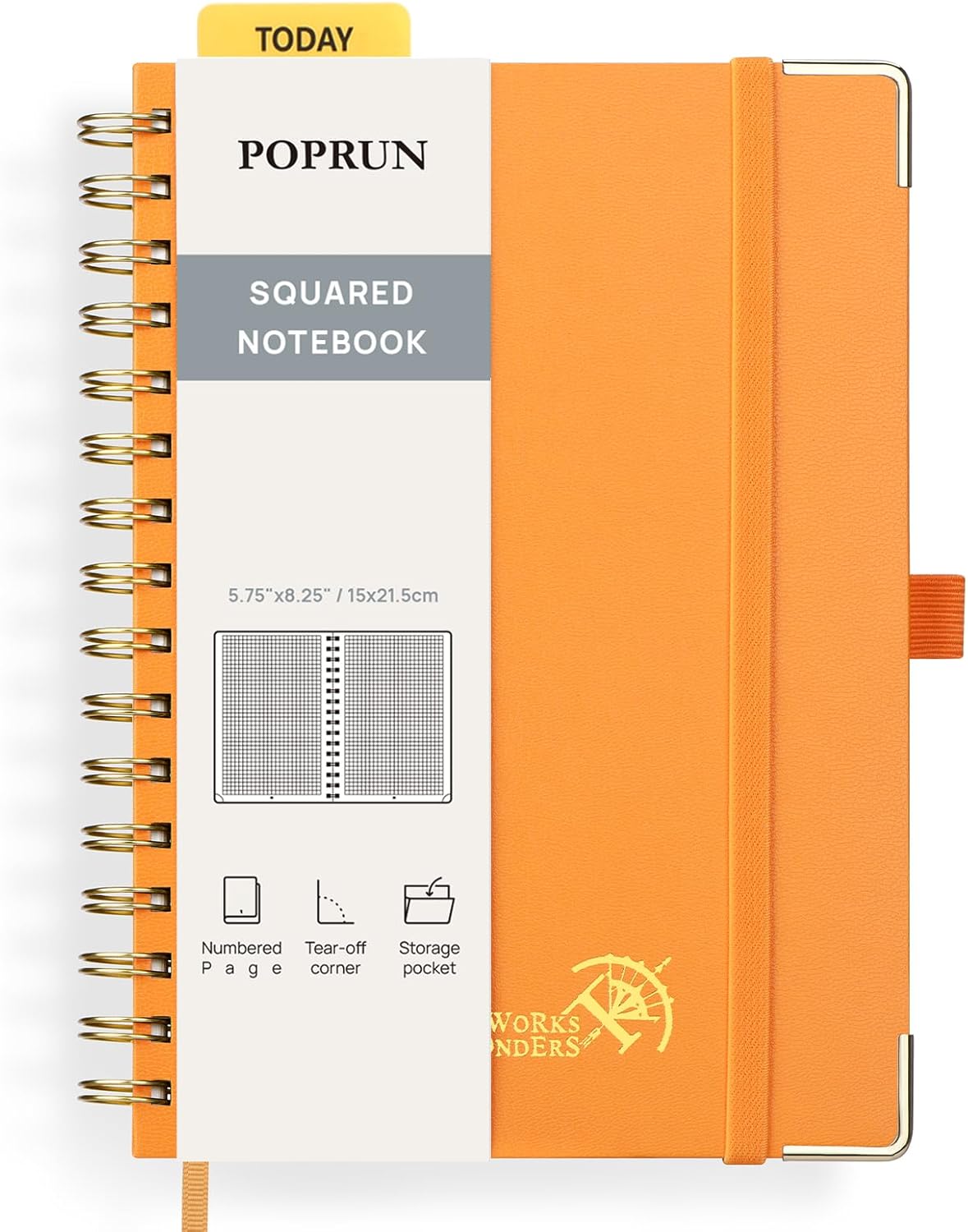 Amazon.com : POPRUN Graph Paper Spiral Journal Notebook, [A5-5.75'' x 8 ...