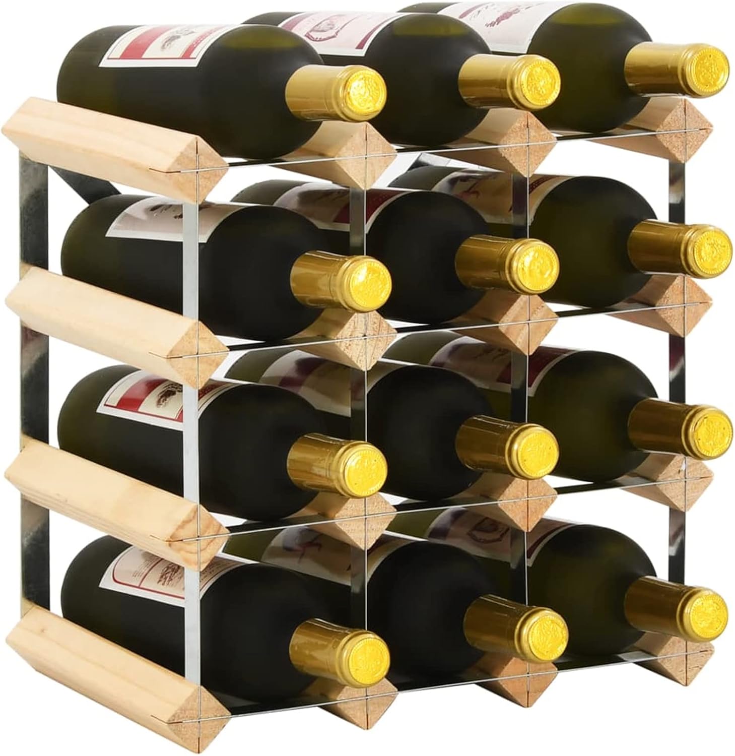 Amazon.com: Tidyard 12 Bottles Wine Rack Pine Wood Liquor Display ...