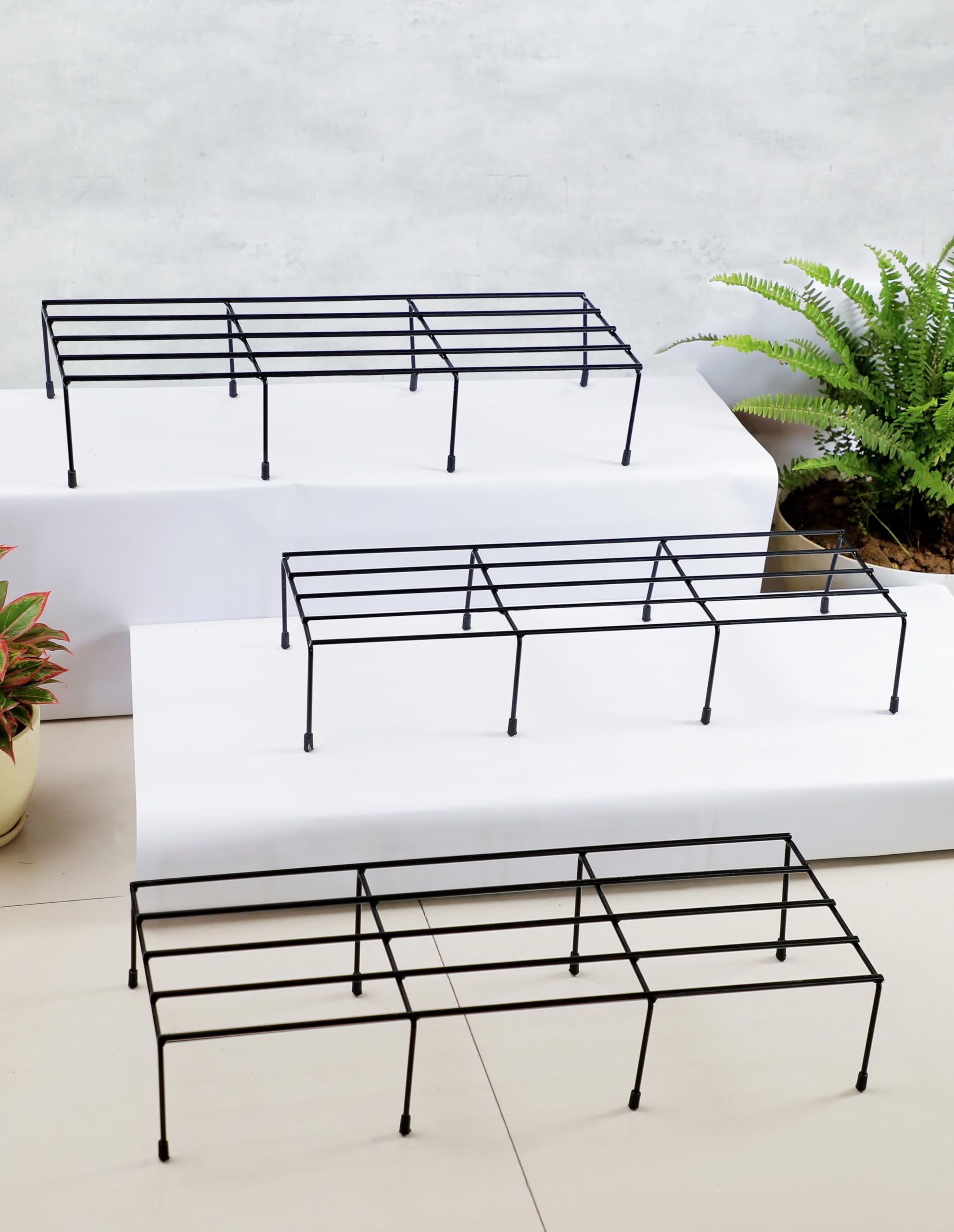 Nurturing Green® Pack of 3 Black Flower Pot Stands | Plant Stand for ...