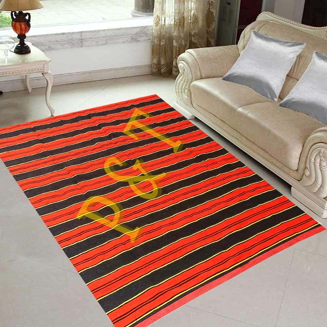Buy P&T Red & Black Dari (8 x 10 FT) Premium Heavy Dhurrie, Rugs ...