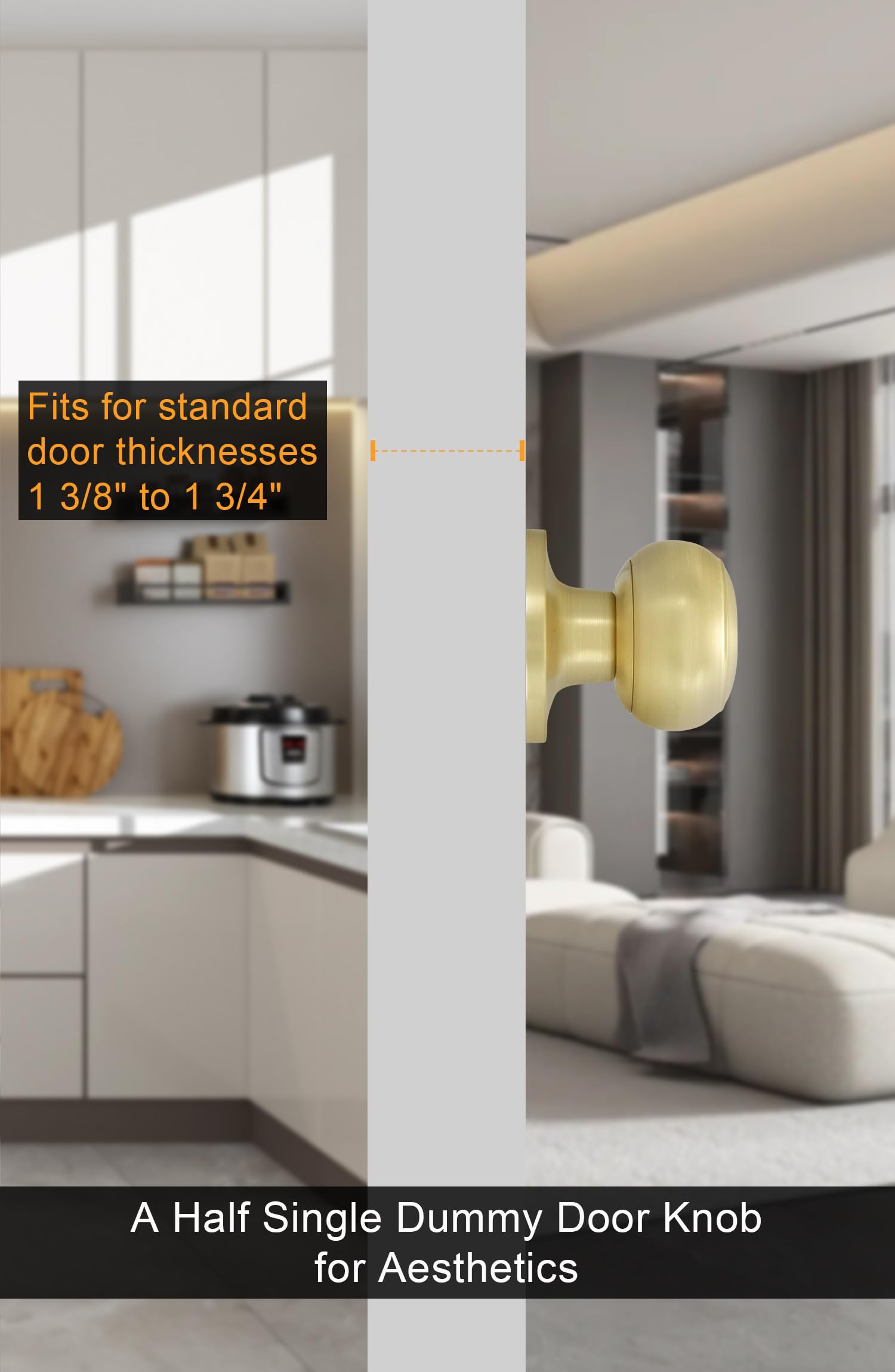 Snapklik.com : Goldenwarm 6 Pieces Brushed Gold Dummy Door Knobs ...