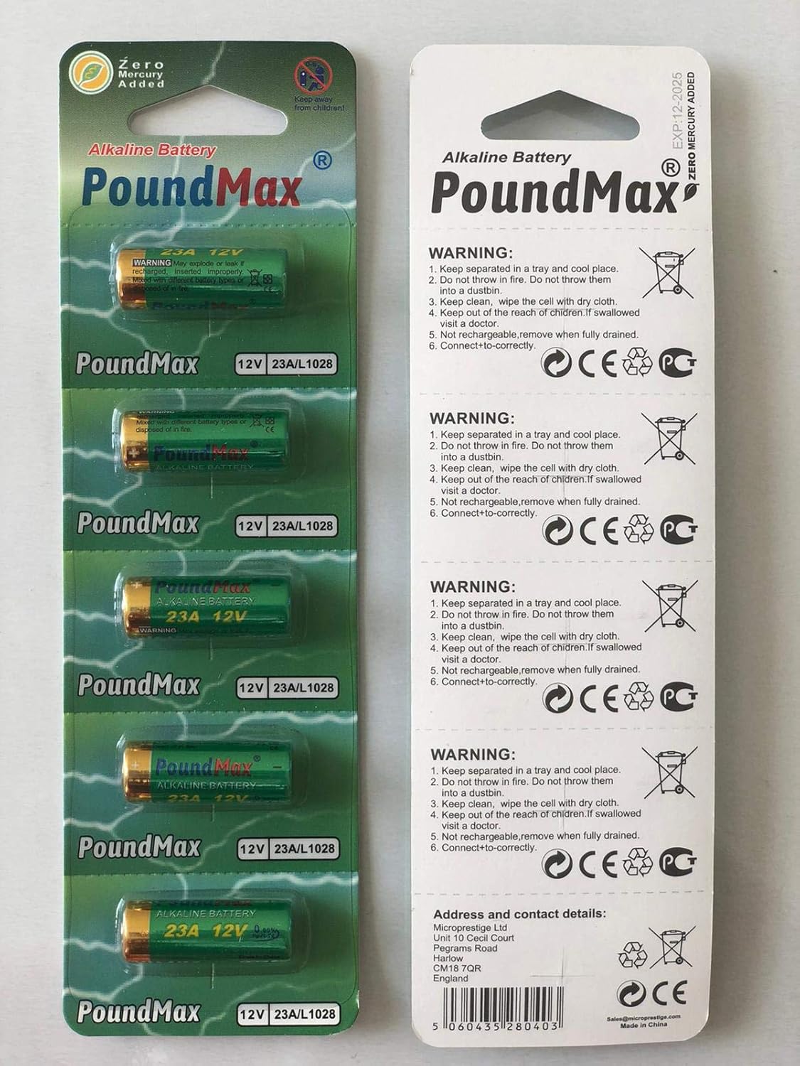Amazon.com: PoundMax 23A / L1028 Batteries 12v Alkaline Battery Combo ...