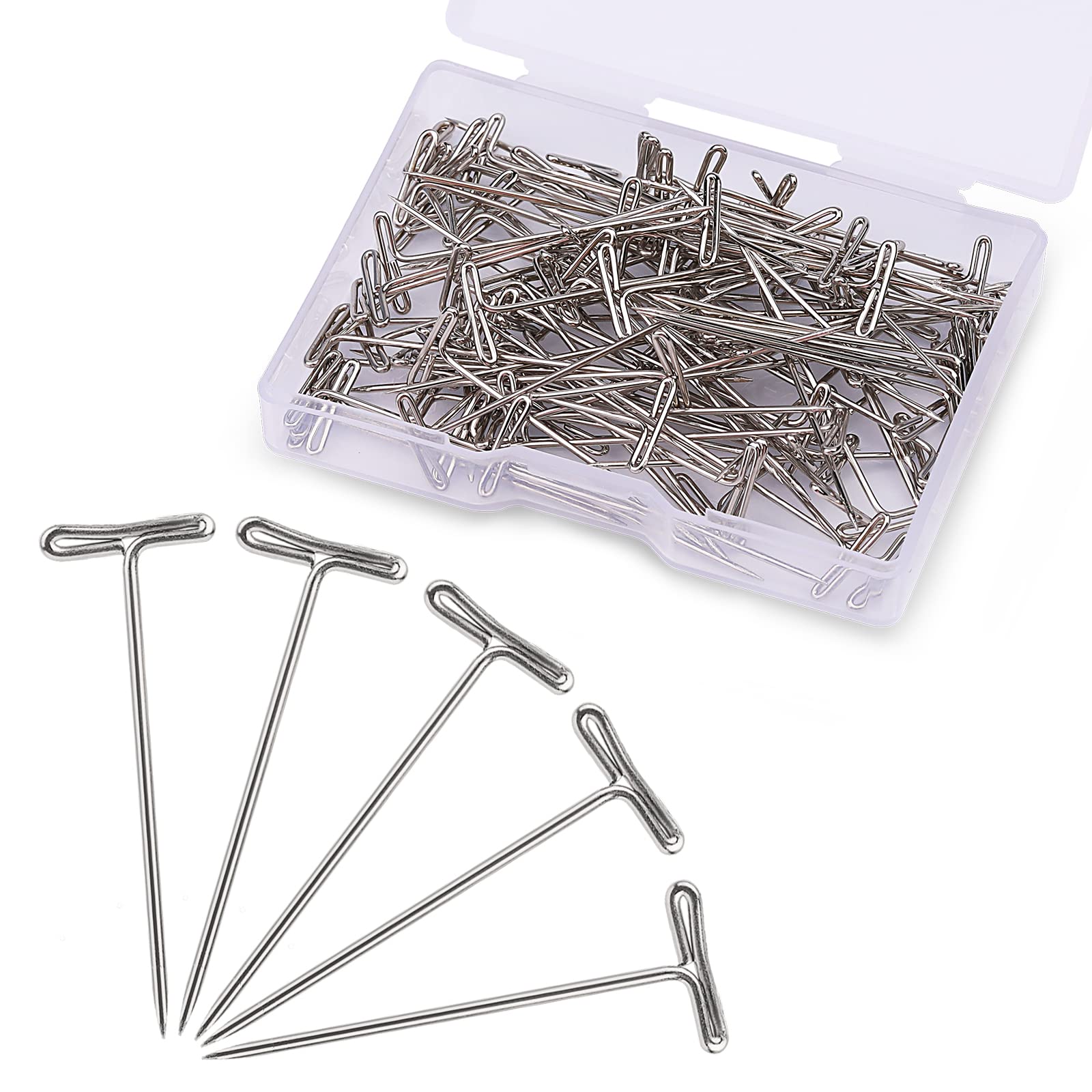 100 Pcs Durable Silver T-Pins Wig Needles, 1.3 Inch Nickel Plated T-Pin ...