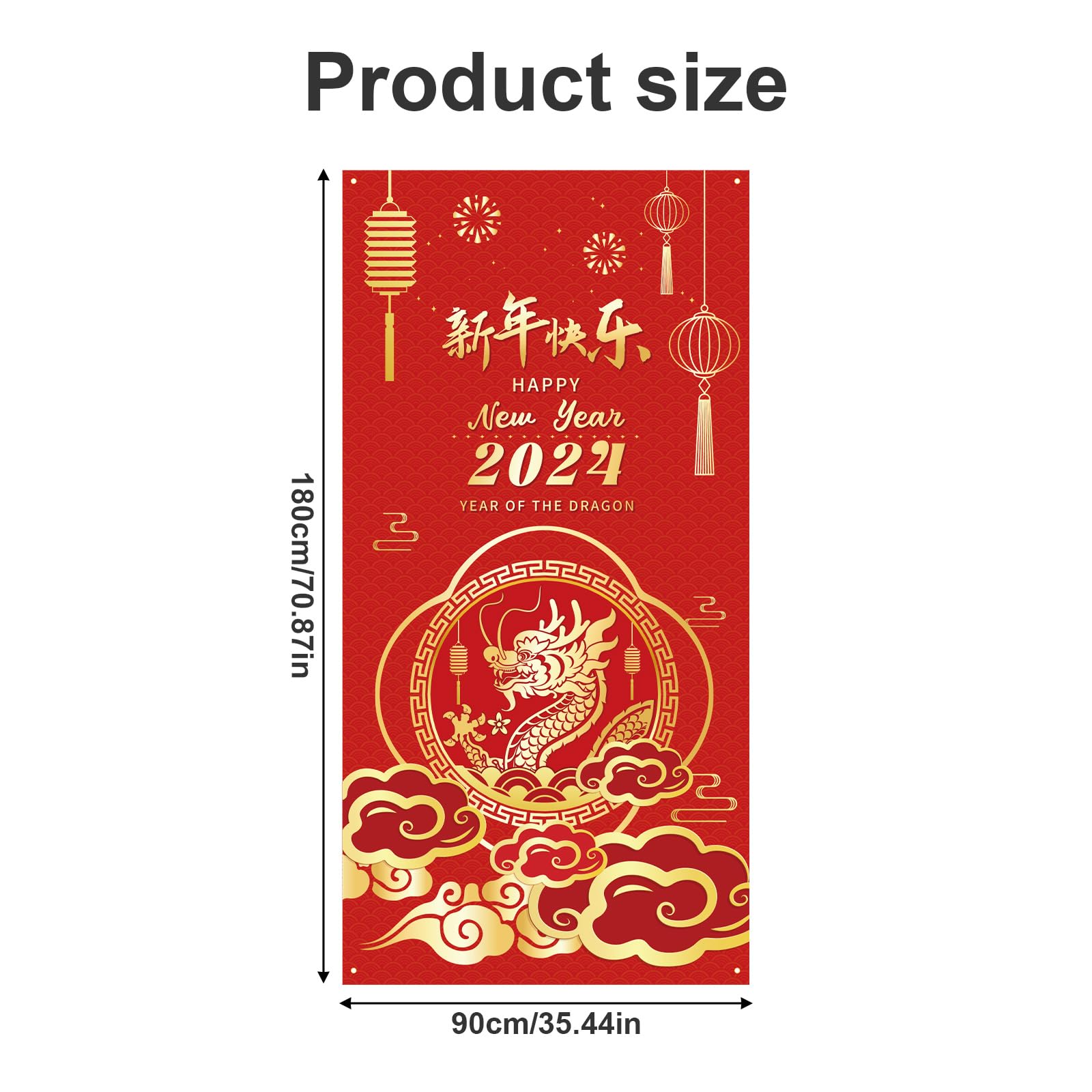 2024 Chinese New Year Banner, Year of The Dragon Banner Red Happy ...