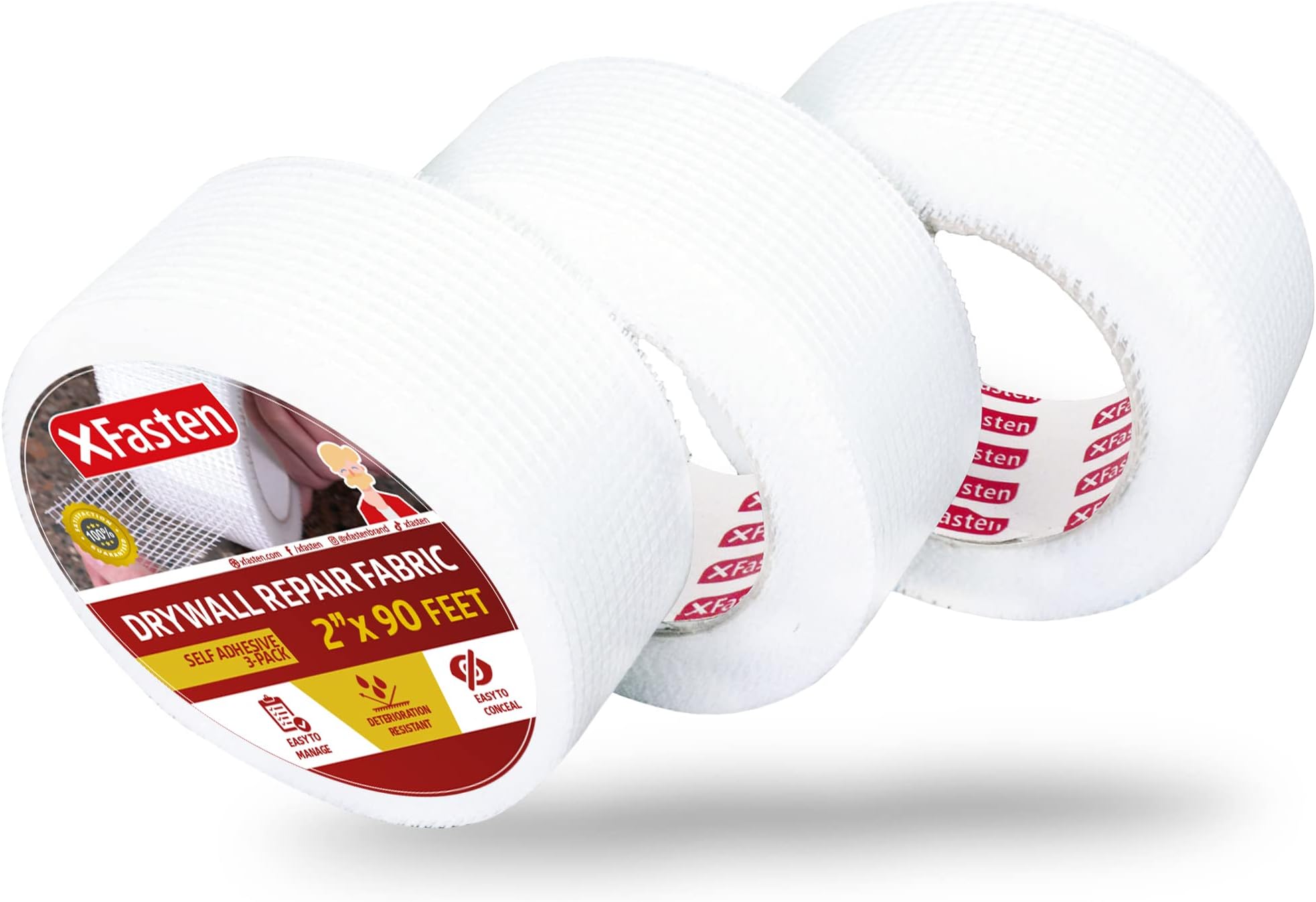 Duck Brand Self-Adhesive Drywall Repair Fabric, 6-Inch by 25 Feet ...