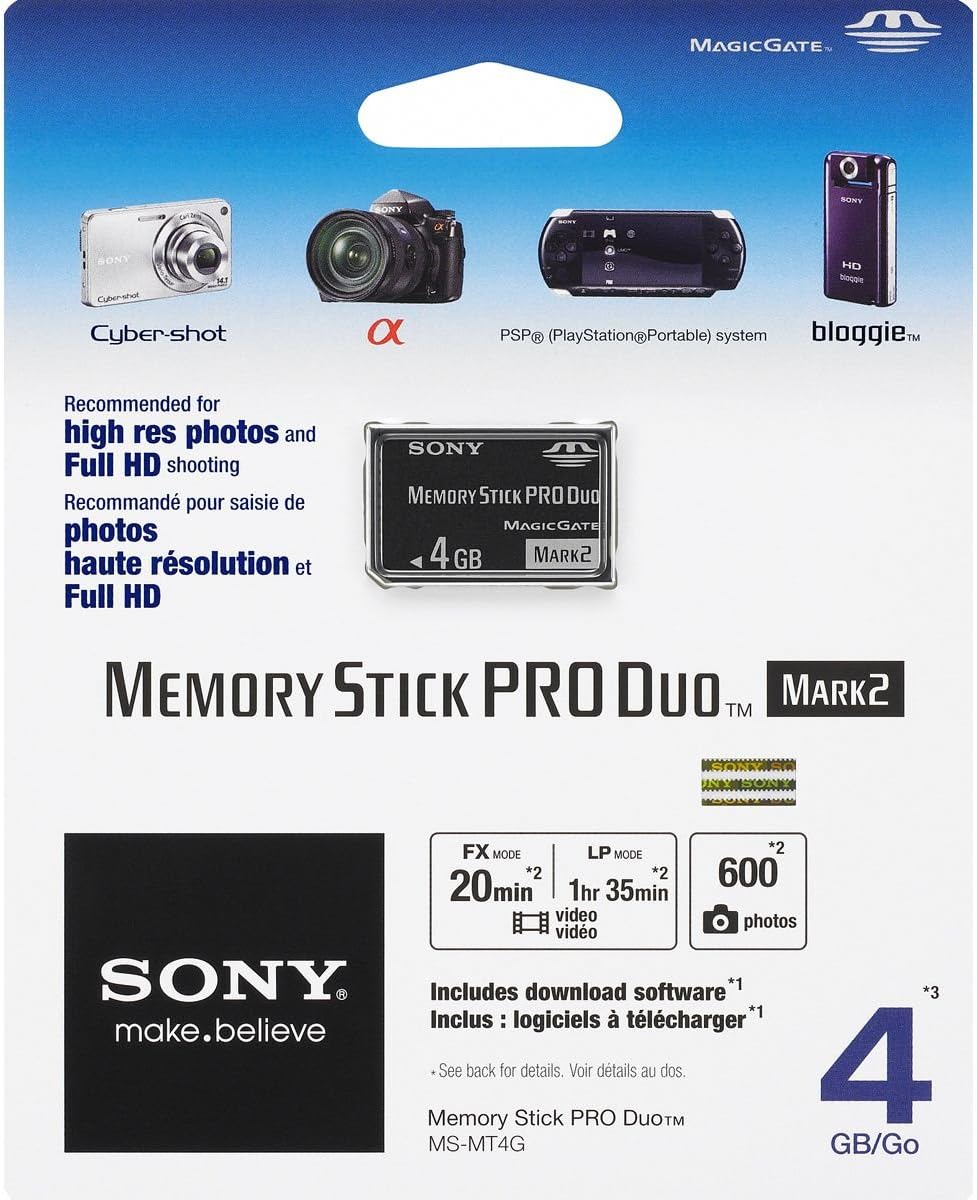Amazon.com: Sony 4 GB Memory Stick ProDuo MSMT4G/TQ1 (Black) : Electronics