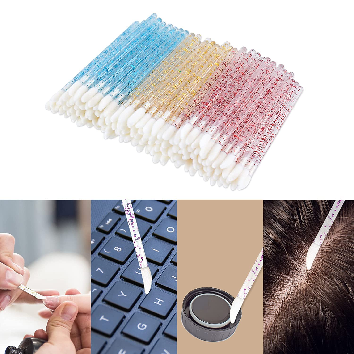Snapklik.com : 300PCS Glitter Crystal Lip Brush, Disposable Crystal Lip ...