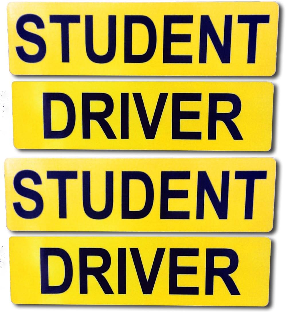 Amazon.com: COOLHUBCAPS Large Reflective Student Driver Auto Magnet Set ...
