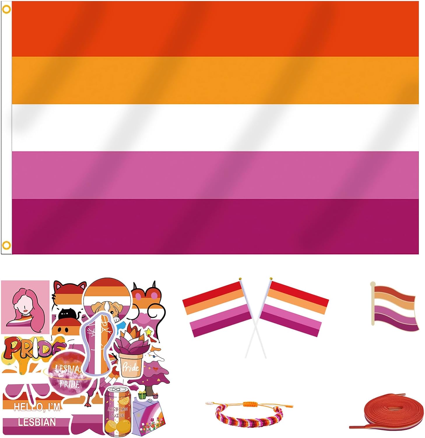 Amazon.com : MEPLUM PRIDE 3x5 FT WLW Lesbian Flag Bundle for LGBTQ+ ...