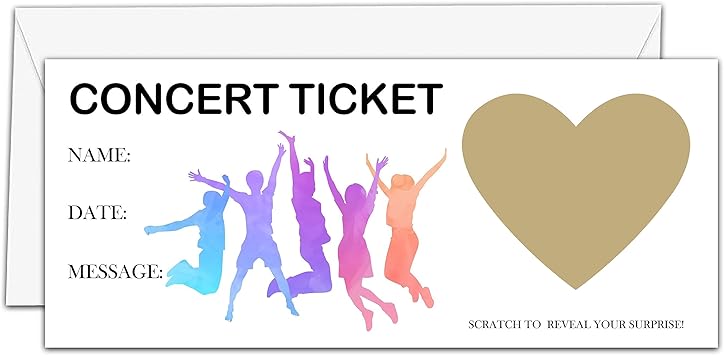 Amazon.com: AWSICE Concert Ticket Scratch Reveal Card，2 Set Make Your ...