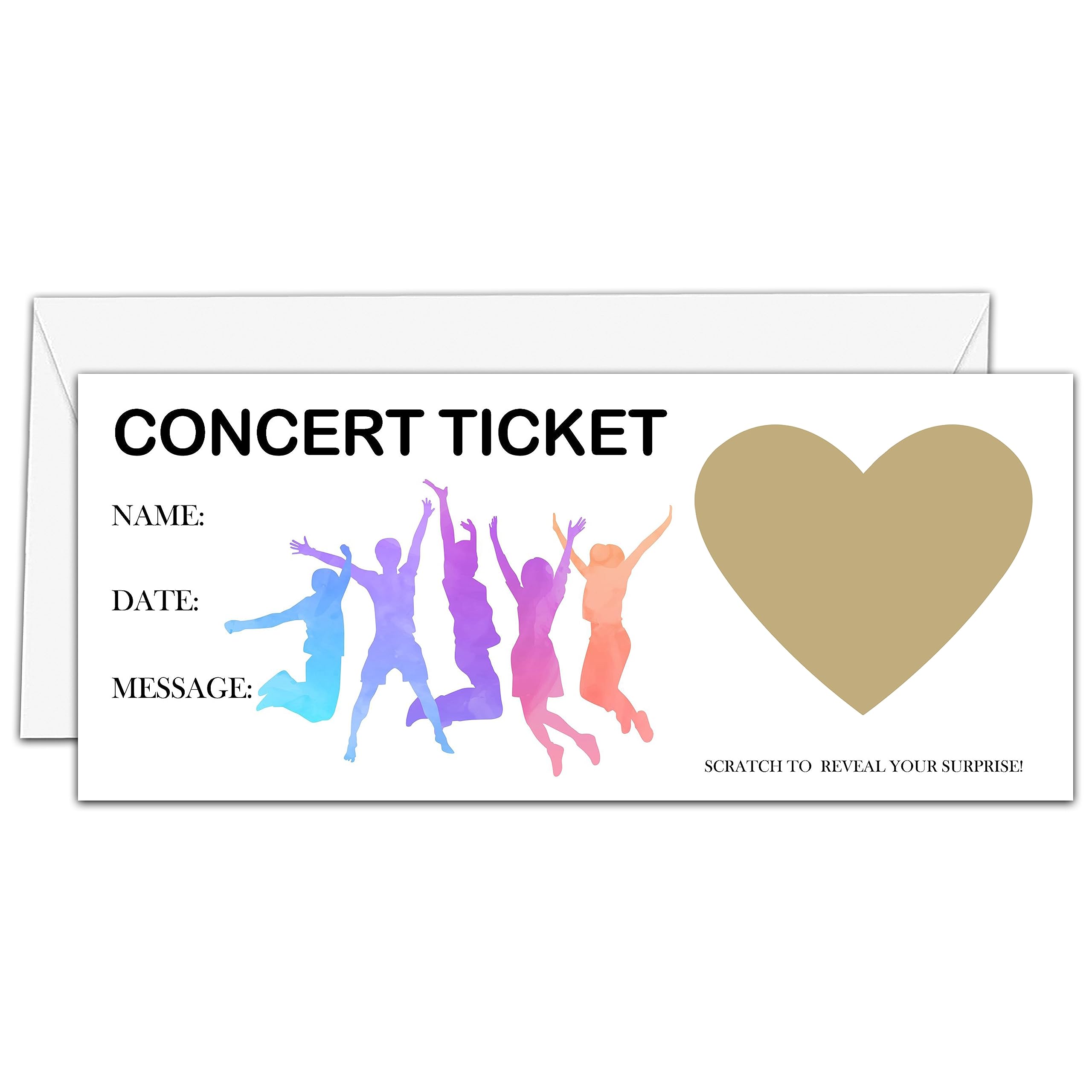 Amazon.com: AWSICE Concert Ticket Scratch Reveal Card，2 Set Make Your ...