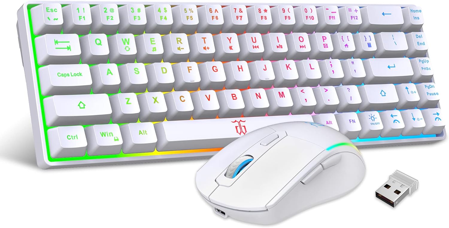 Amazon.com: Snpurdiri 60% Wireless Gaming Keyboard and Mouse Combo,LED ...