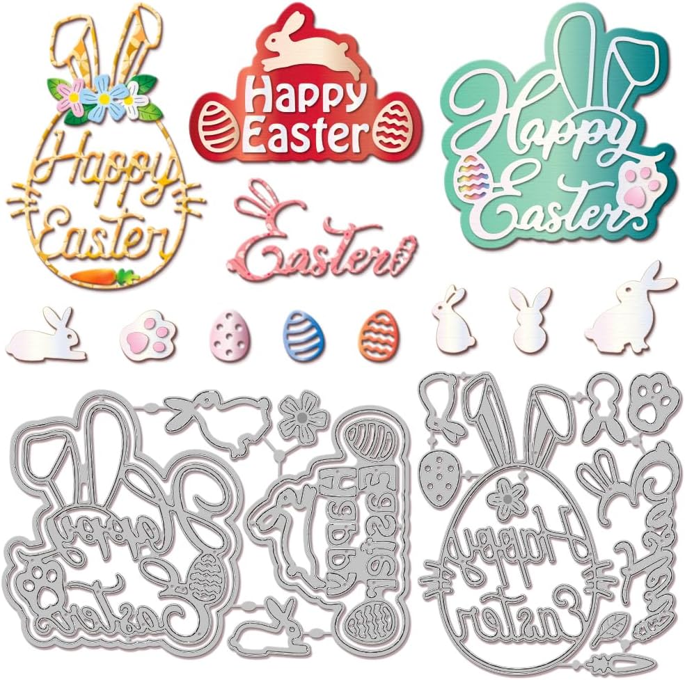 Amazon.com: GLOBLELAND Easter Frame Word Dies Metal Happy Easter Die ...