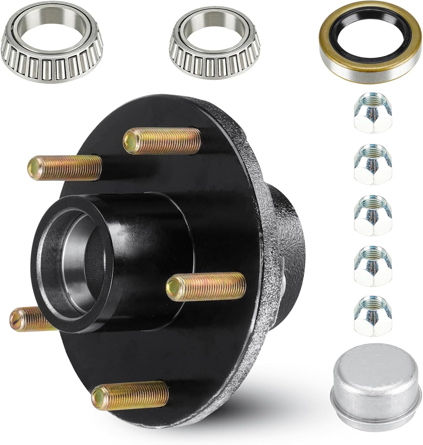 SEHNSUCHT Trailer Wheel Idler Hub Kit, 5-Hole, 5" Bolt Circle Brake ...
