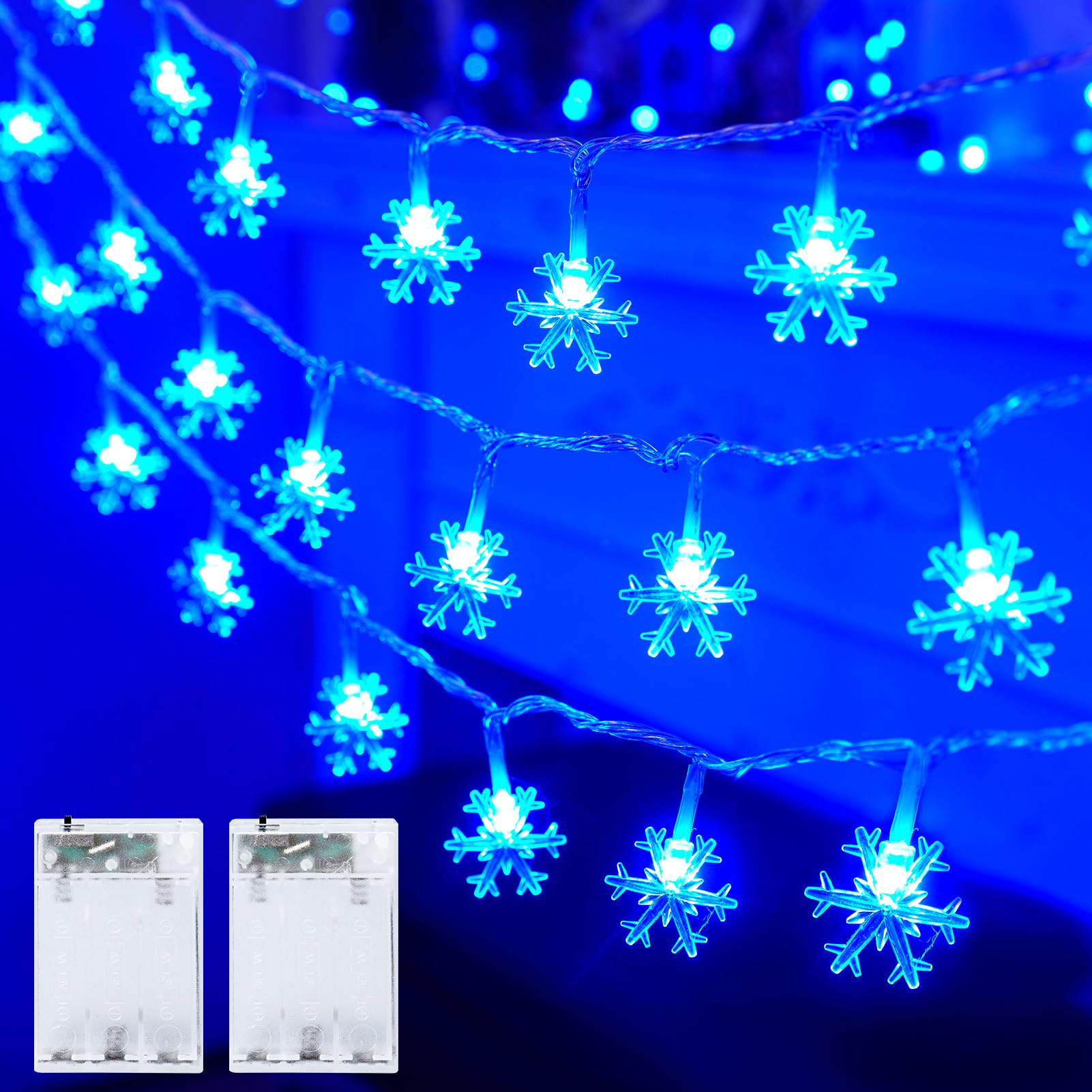 Amazon.com: Minetom 2 Pack Snowflakes Lights, 14 Ft 30 LED Christmas ...