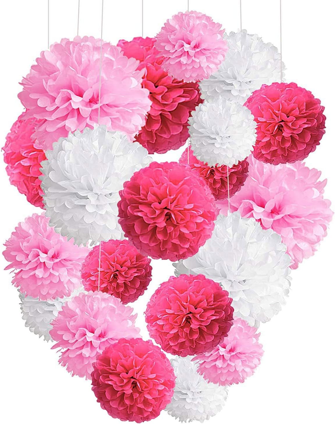 Amazon.com: Capesaro Pink Paper Pom Poms - 10",12" Tissue Pom Poms ...