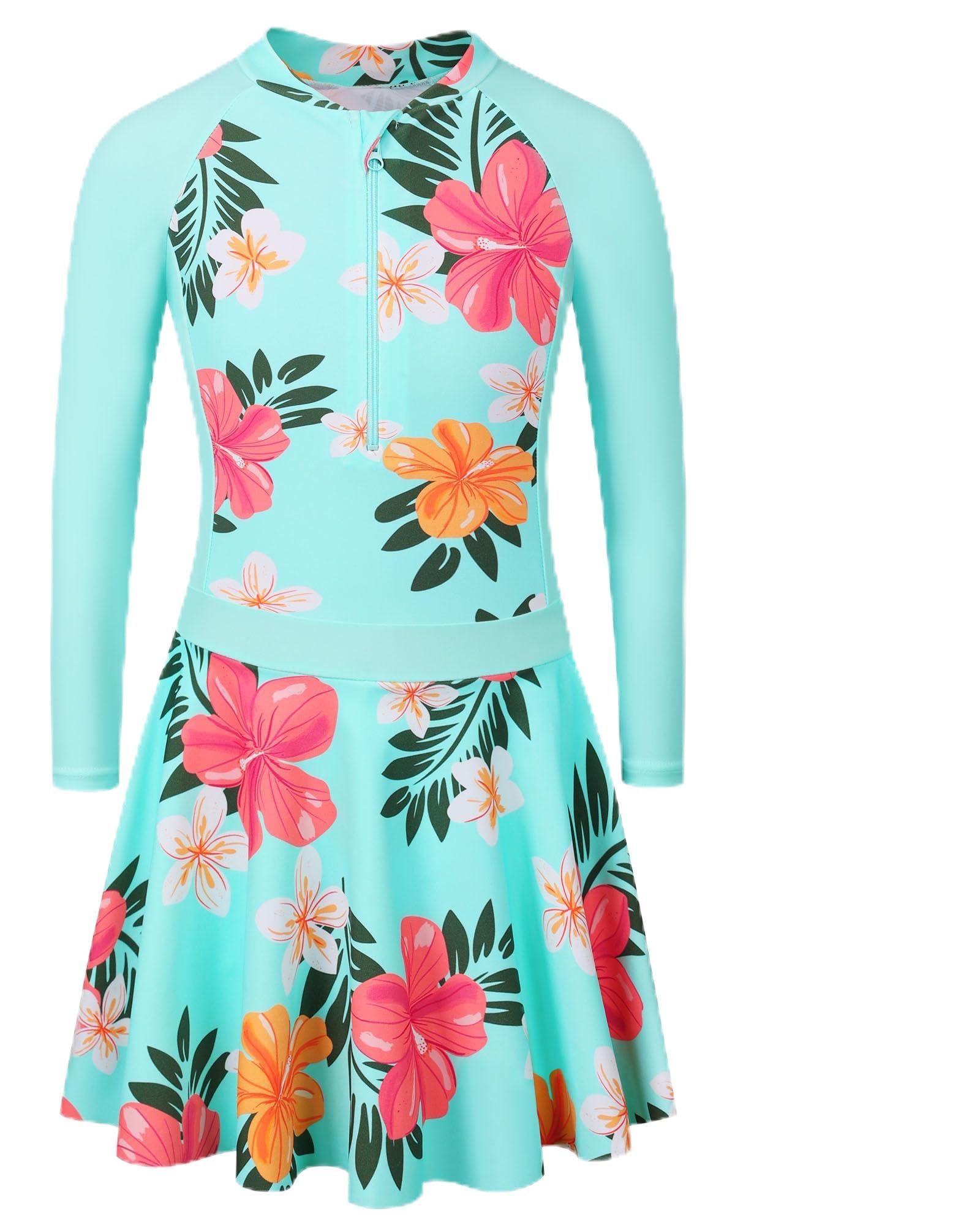 Snapklik.com : Girls Swimsuit One Piece Long Sleeve UPF 50+ Floral ...