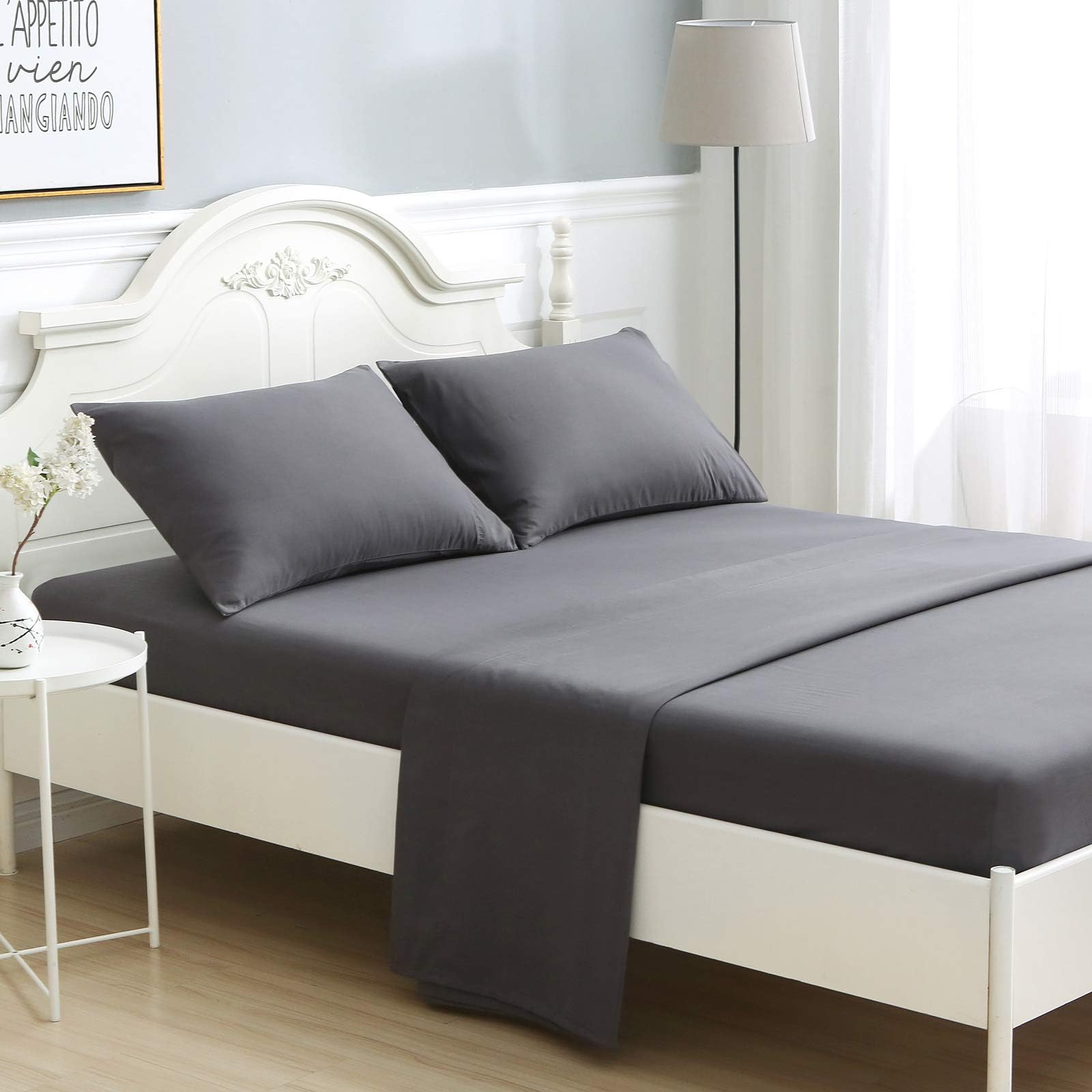 Amazon.com: Cheap Bedding Bed Sheet Set - 4 Piece Queen - Microfiber ...