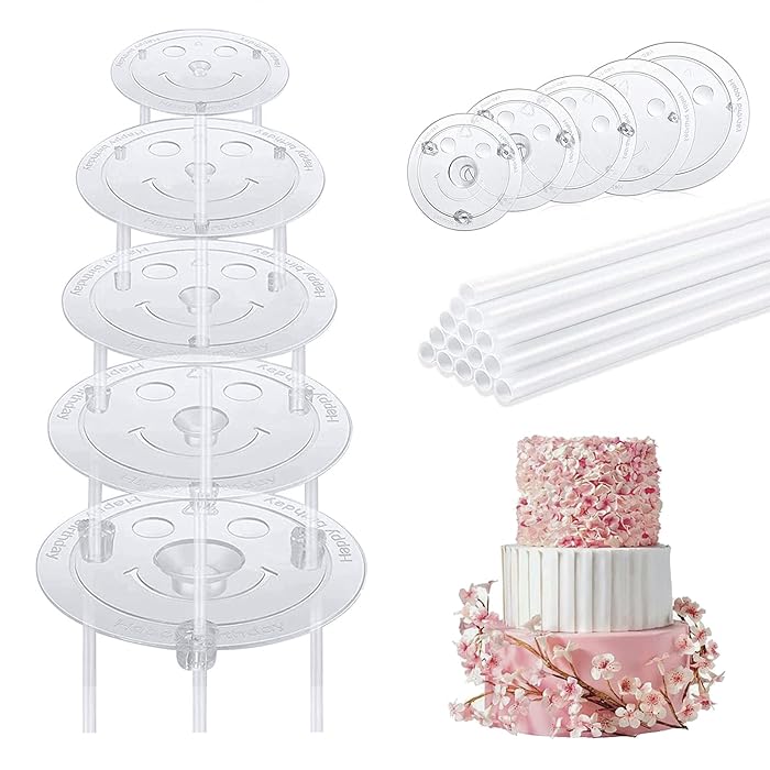 Buy 5 Tier Cake Separator Plates Supports, Acrylic Clear Cake Boards, 4 ...