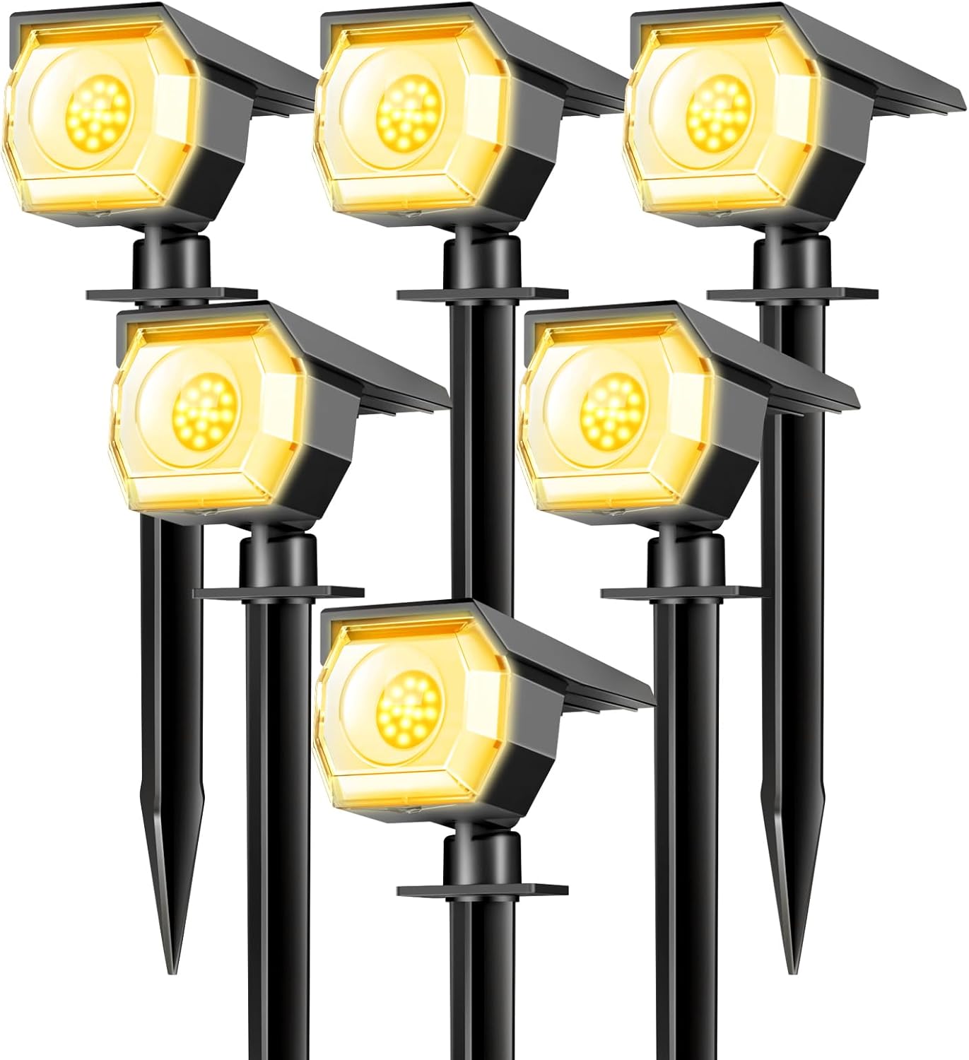6 Pack Solar Spot Lights Outdoor, Solar Spotlights Outdoor Waterproof 2 ...