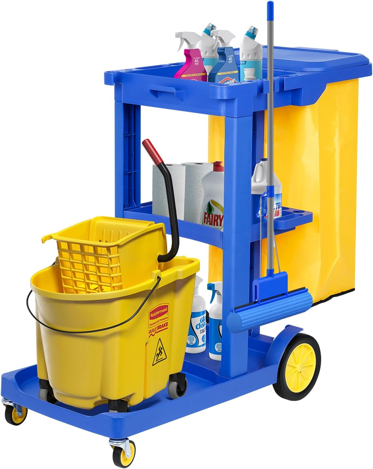 mosegor Janitor-Housekeeping Cart Commercial Cleaning Cart &Vinyl Bag ...