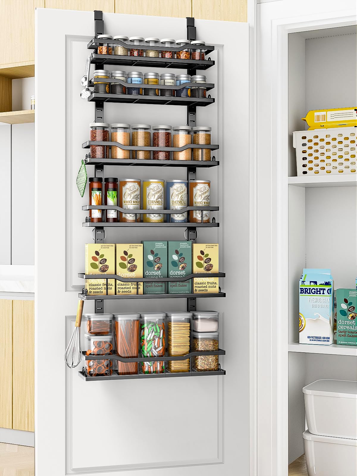 Prep & Savour Over The Door 6-Tier Pantry Organizer, Adjustable ...