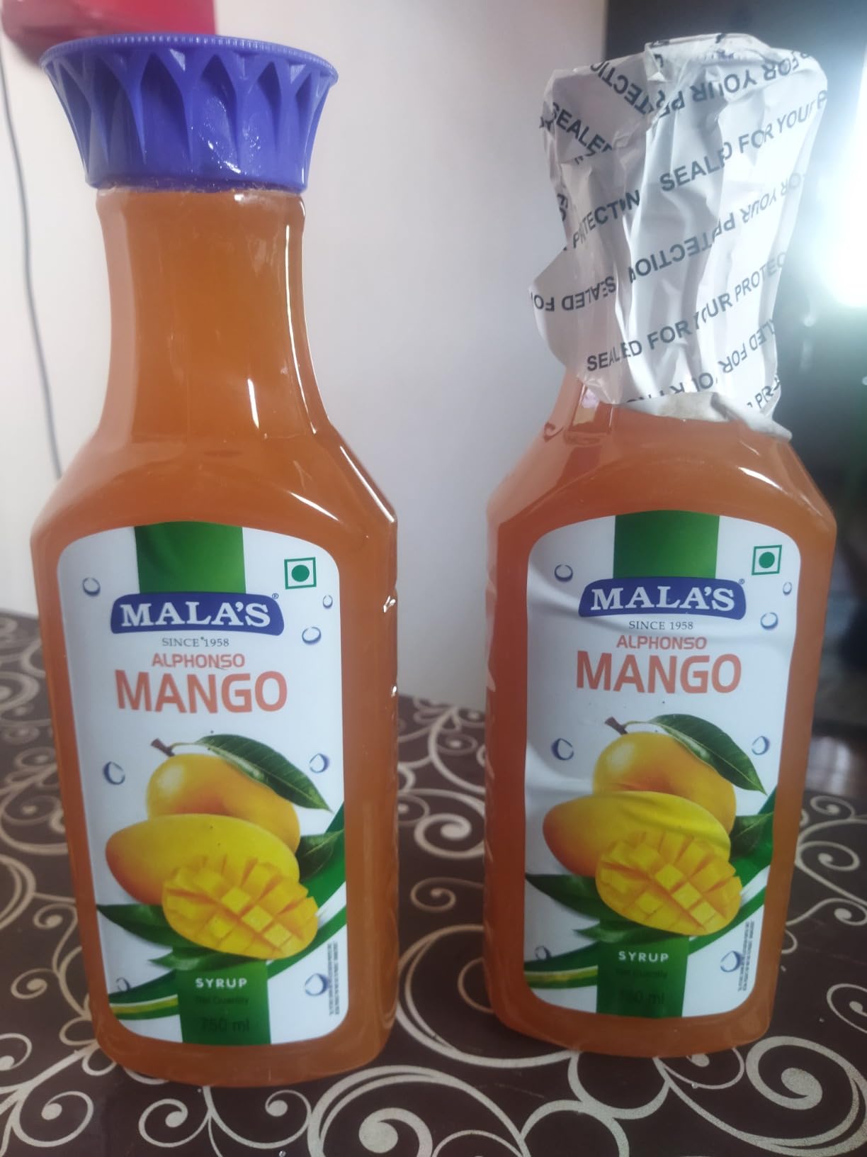 Mala's Alphonso Mango Syrup | Aaphus | 750ML Bottle | Mixer for Fruit ...